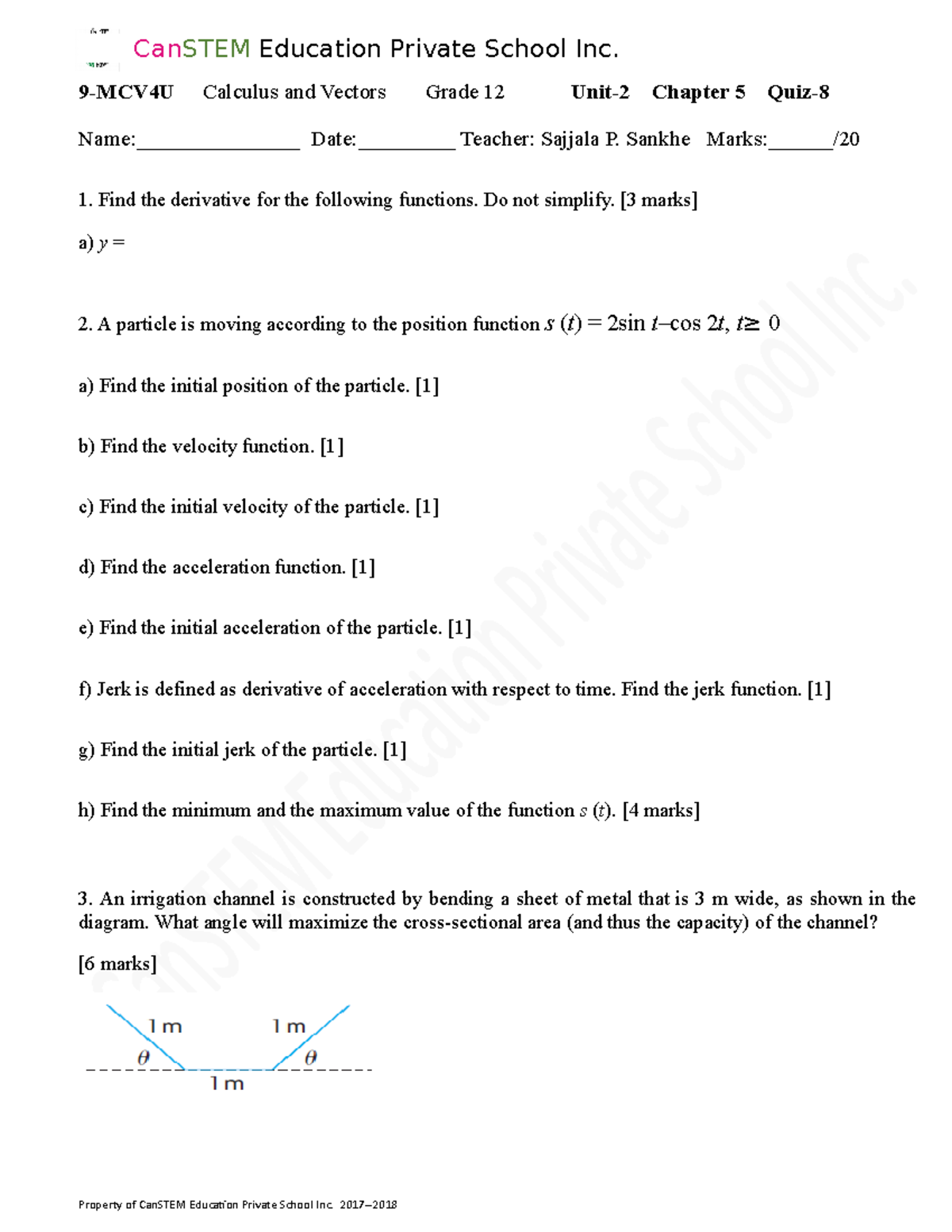 9 Unit 2 Quiz 8 - Practice - CanSTEM Education Private School Inc. 9 ...