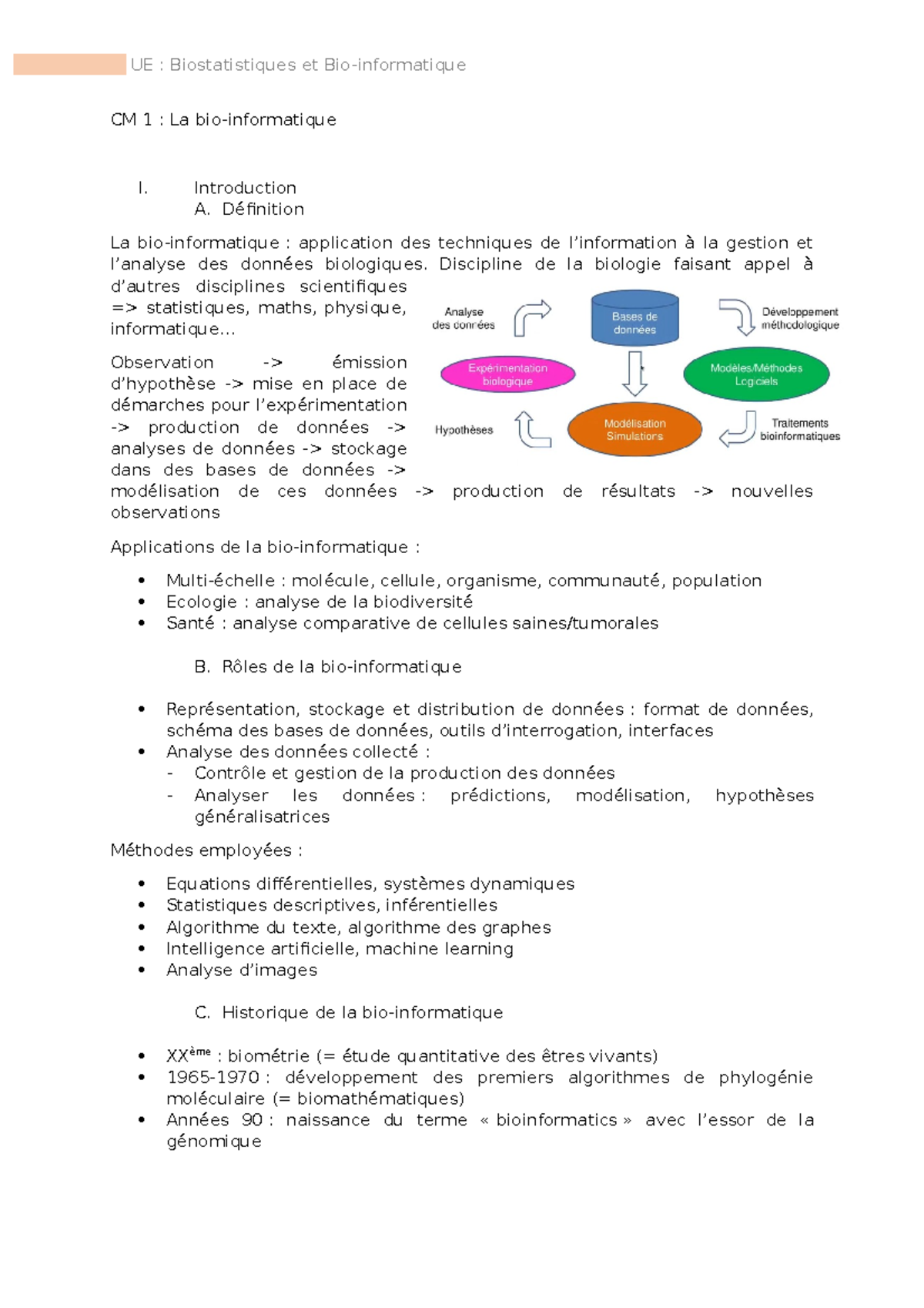 CM de bio-informatique L2 sciences de la vie - CM 1 : La bio ...