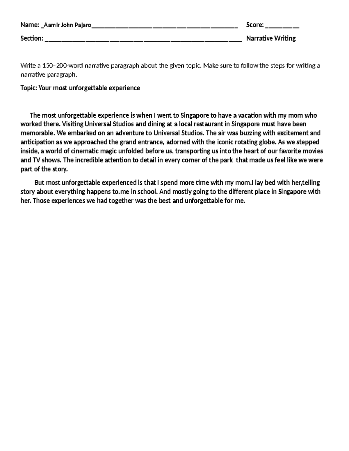 Grade-8- Assignment - Assignement g8 - Name: Aamir John - Studocu