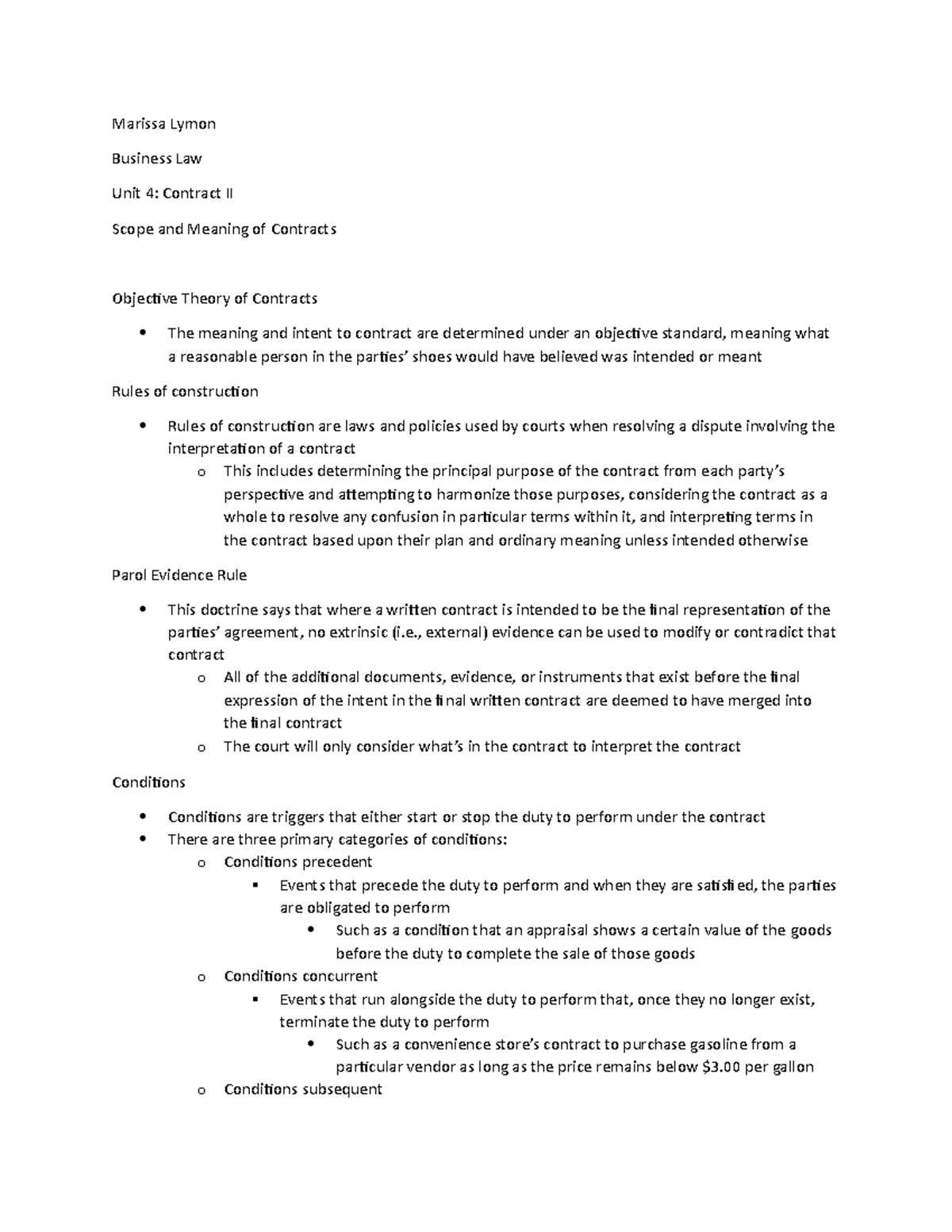 Scope and Meaning of Contracts - Marissa Lymon Business Law Unit 4 ...