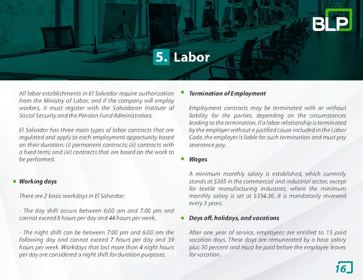 BLP Doing Business in El Salvador ENG - All labor establishments in El ...