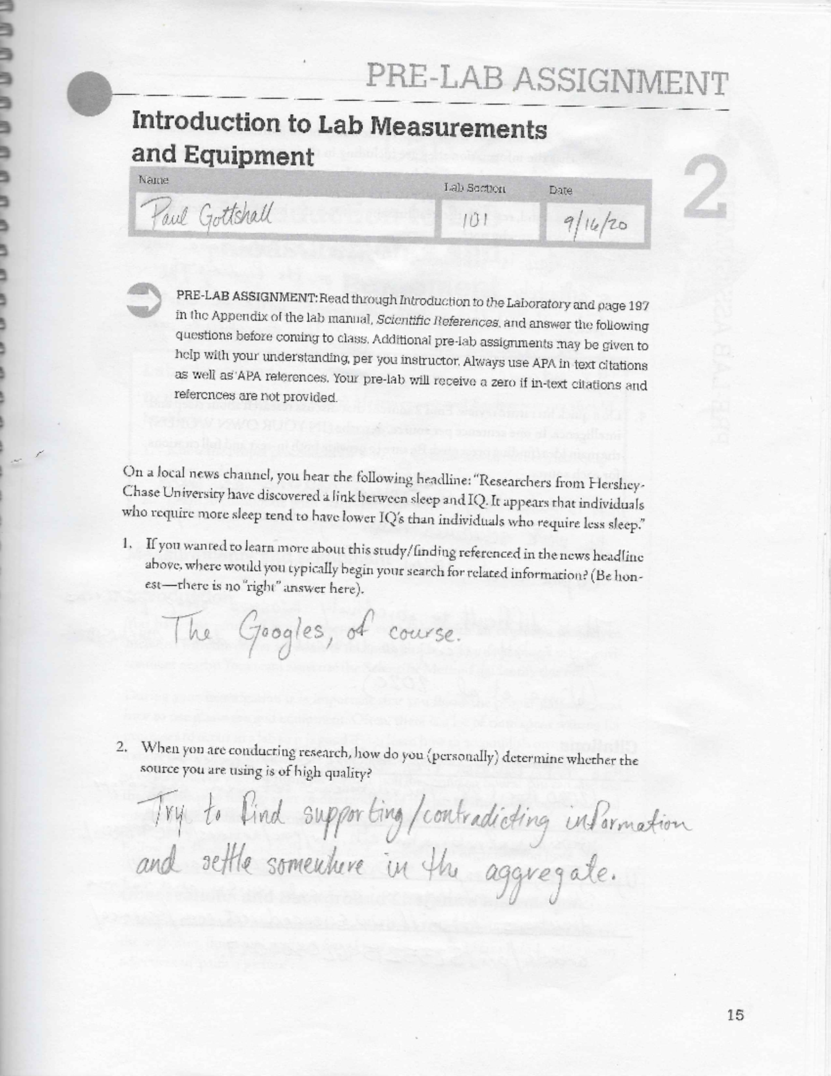 Bio111 Pre-Lab 2 - page 1 - BIO 111 - Studocu