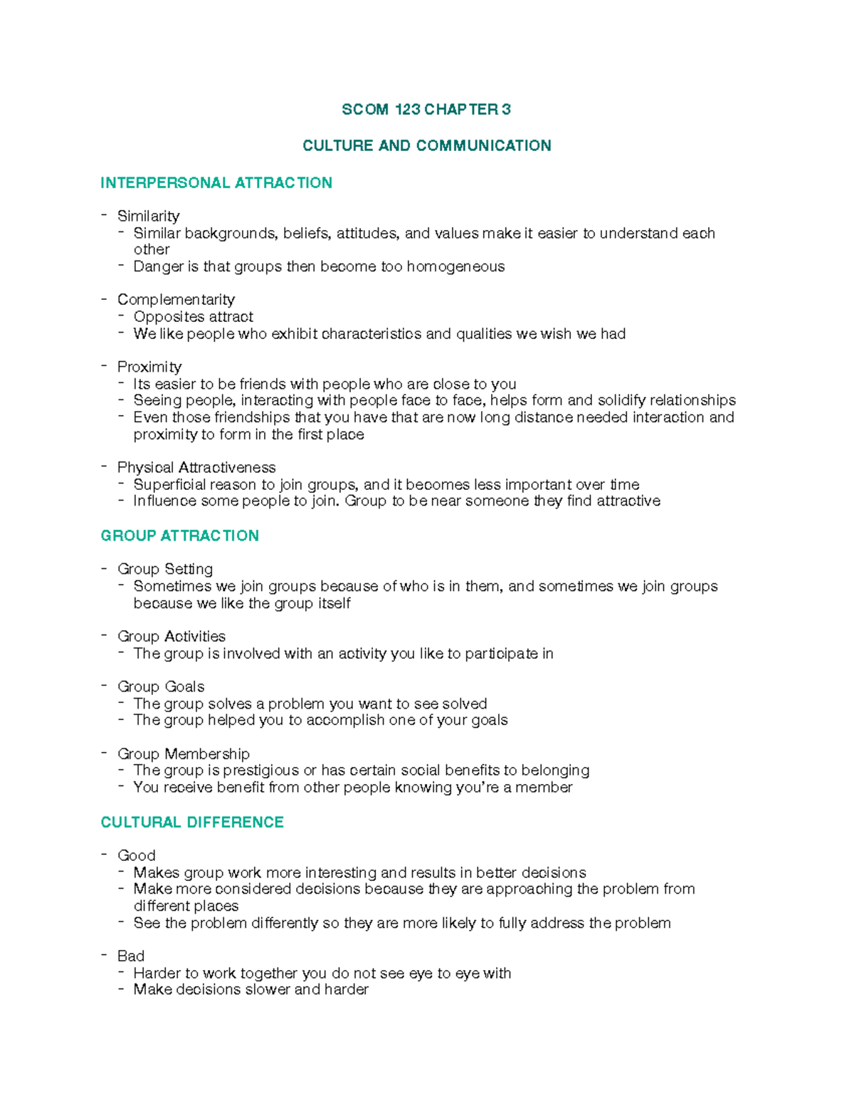 Scom ch 3 - These are class notes for SCOM 123H with Nicole Barnes ...