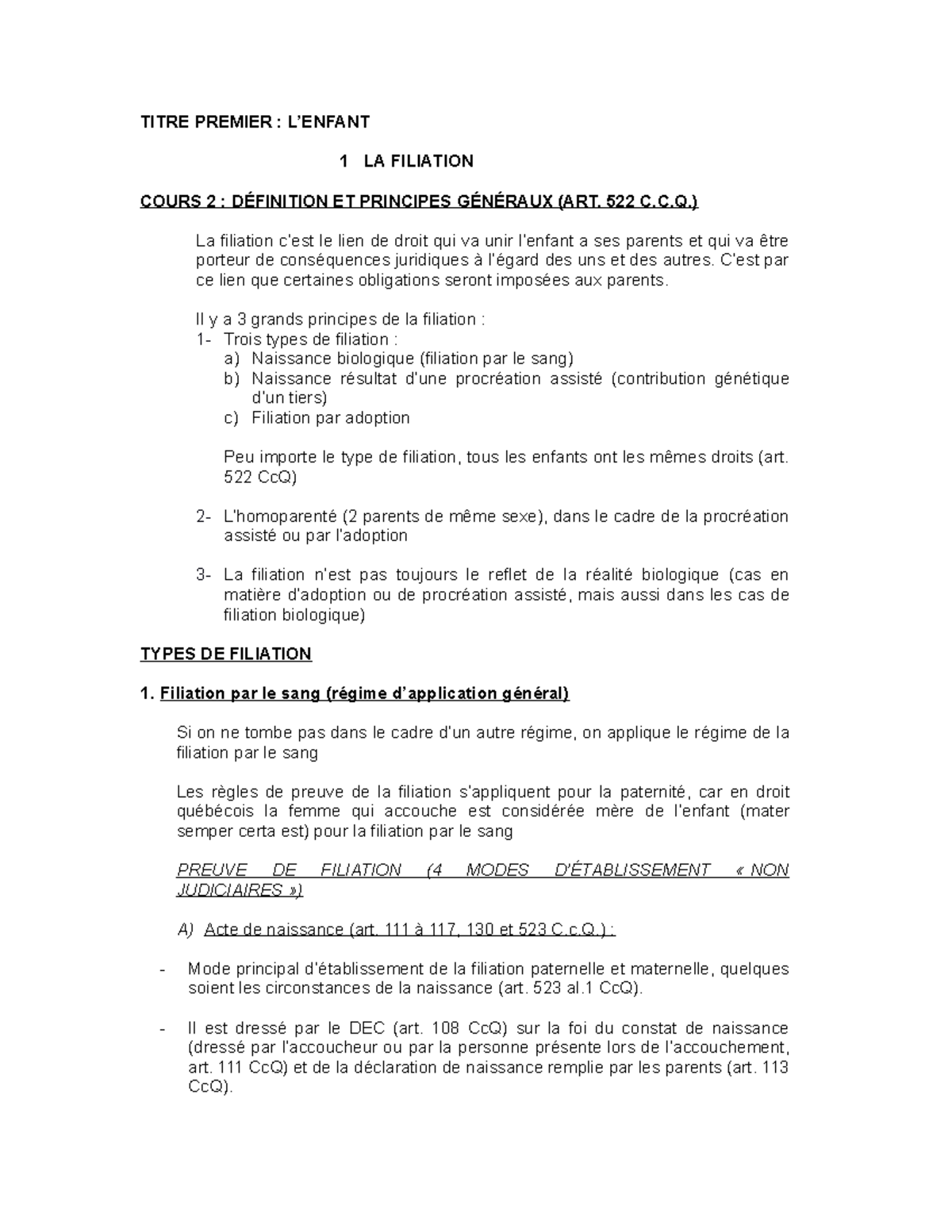 Cours 2-3-4 - Andréanne Malacket - TITRE PREMIER : L’ENFANT 1 LA ...