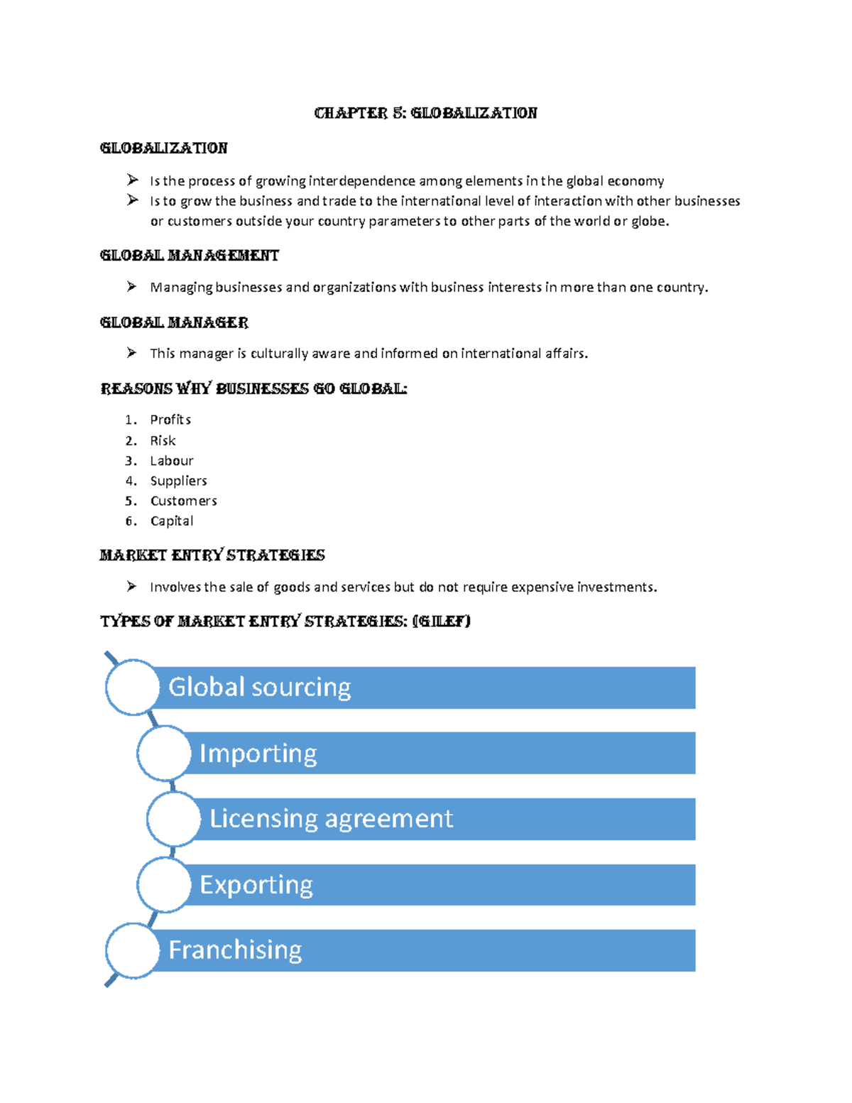 Chapter 5 - CHAPTER 5: globalization globalization Is the process of ...