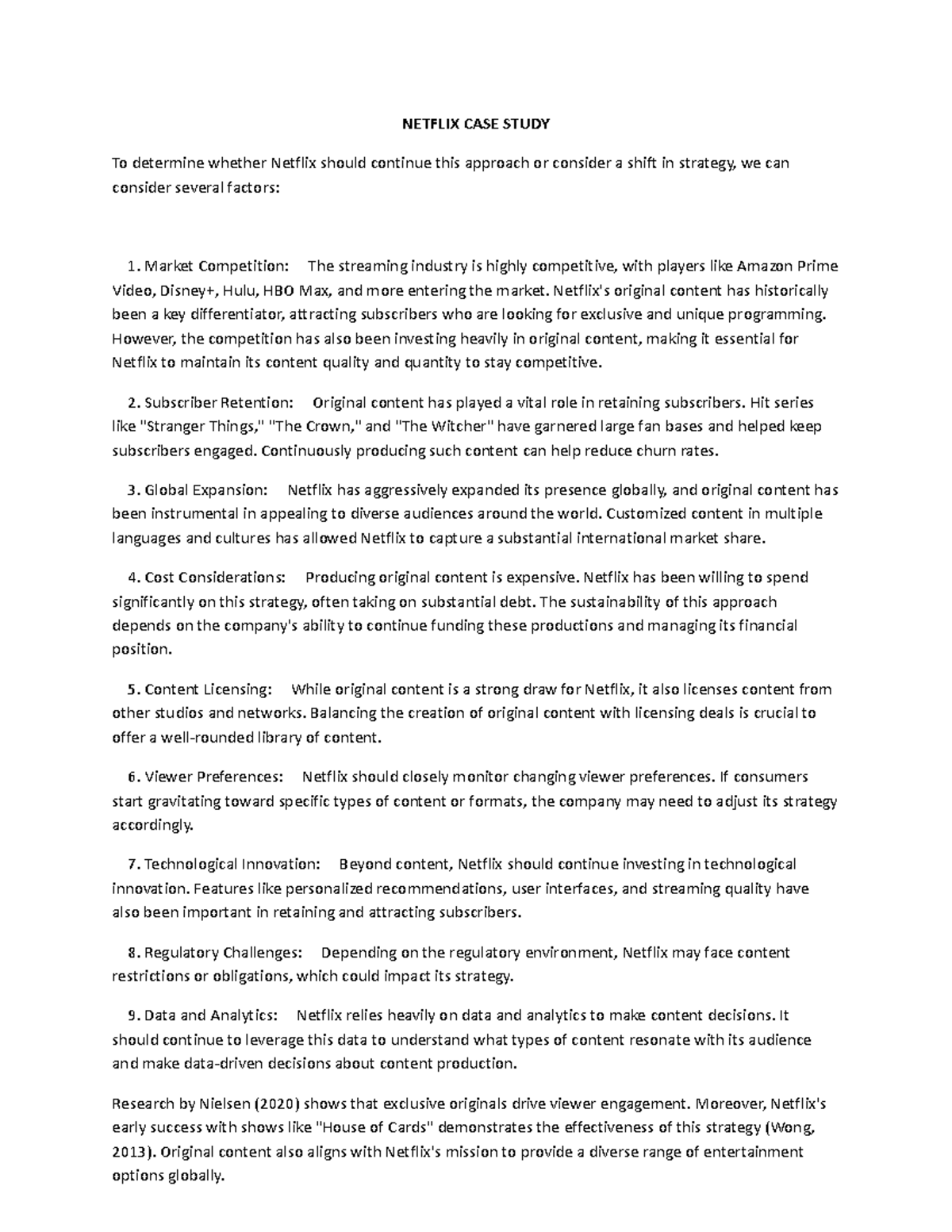 Netflix CASE Study 21-9-23 - NETFLIX CASE STUDY To determine whether ...