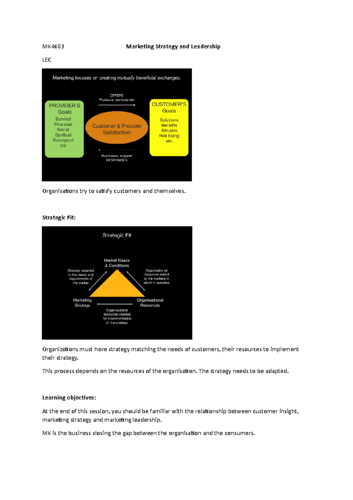 Marketing Strategy and Leadership - MK4603 Marketing Strategy and ...