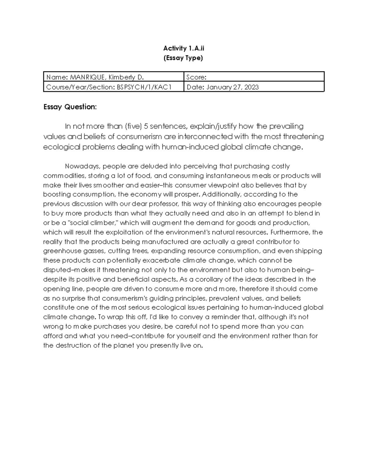 P-Activity 1 10 pts - module assignment - Activity 1.A (Essay Type ...