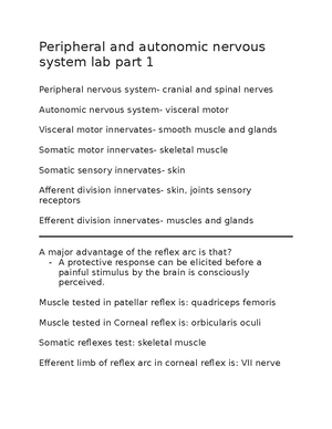 Peripheral and autonomic nervous system lab part 3 - Peripheral and ...