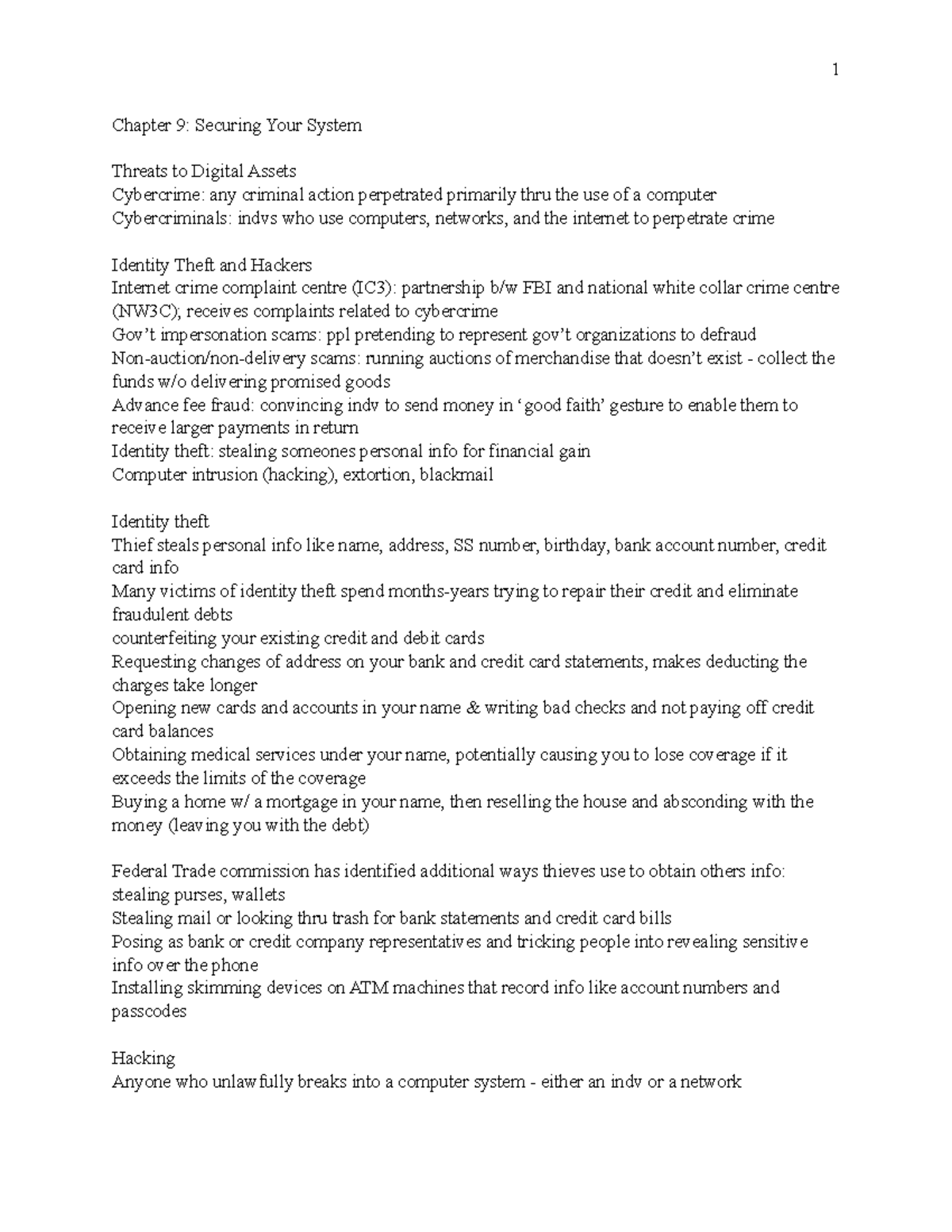 Chapter 9- Securing Your System - Chapter 9: Securing Your System ...