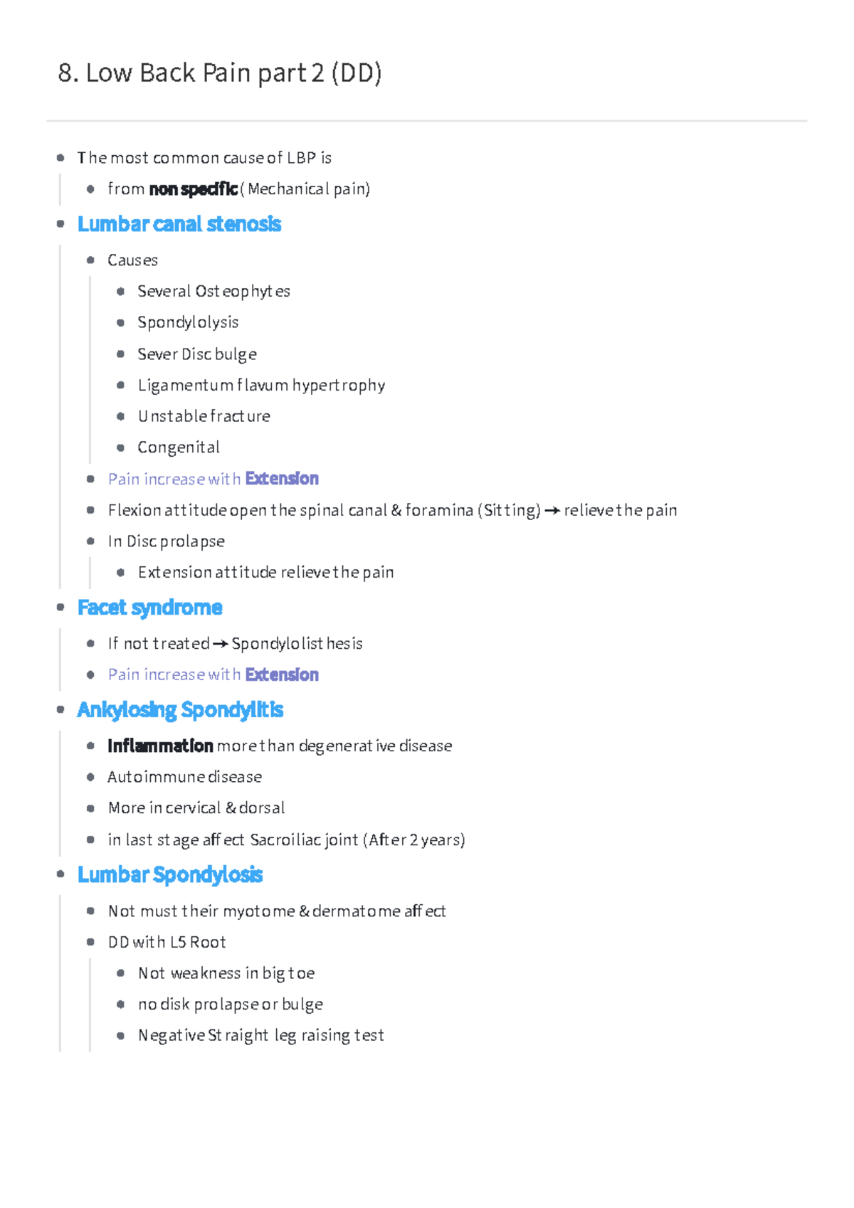 8. Low Back Pain part 2 (DD) - 8. Low Back Pain part 2 (DD) The most ...