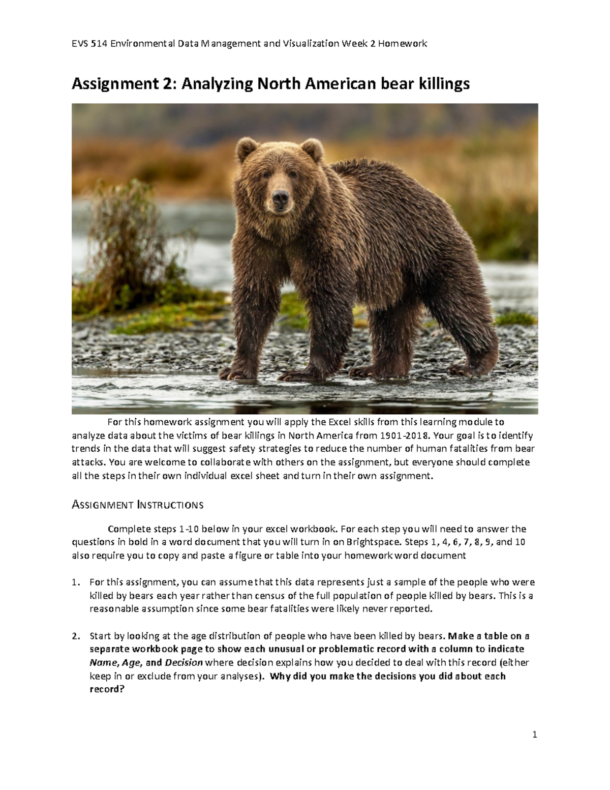 The questions for Assignment 2: Analyzing US bear deaths - EVS 514 ...