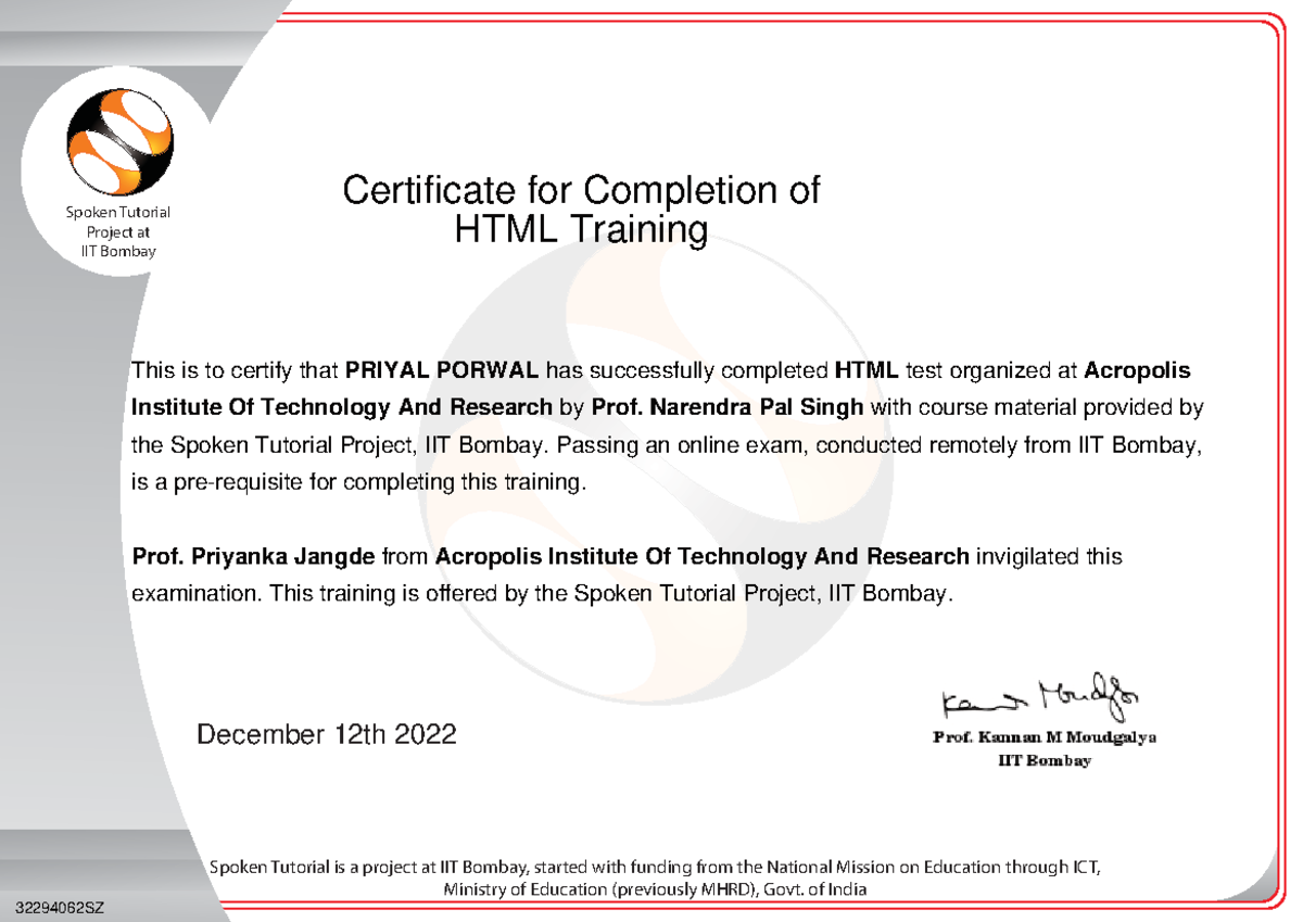 Priyal- Porwal-Participant-Certificate - _ _ Spoken Tutorial is a ...