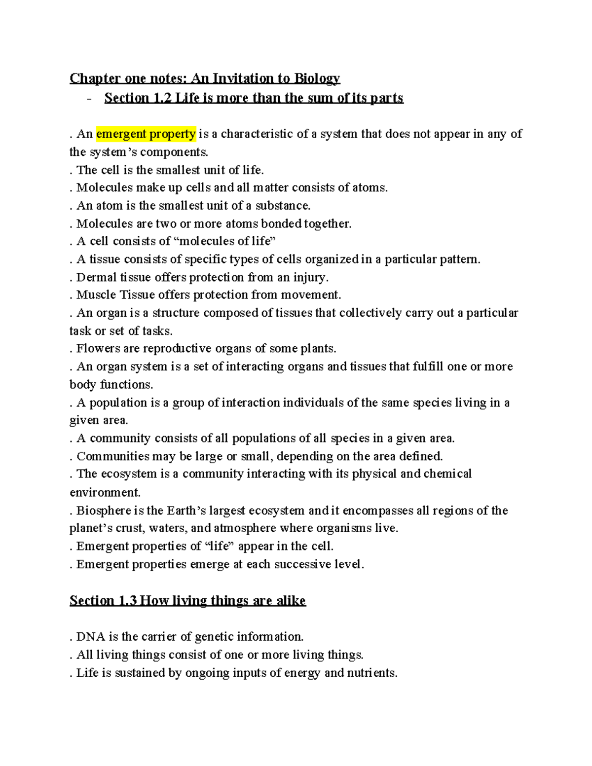 Chapter one notes - Lecture - Chapter one notes: An Invitation to ...