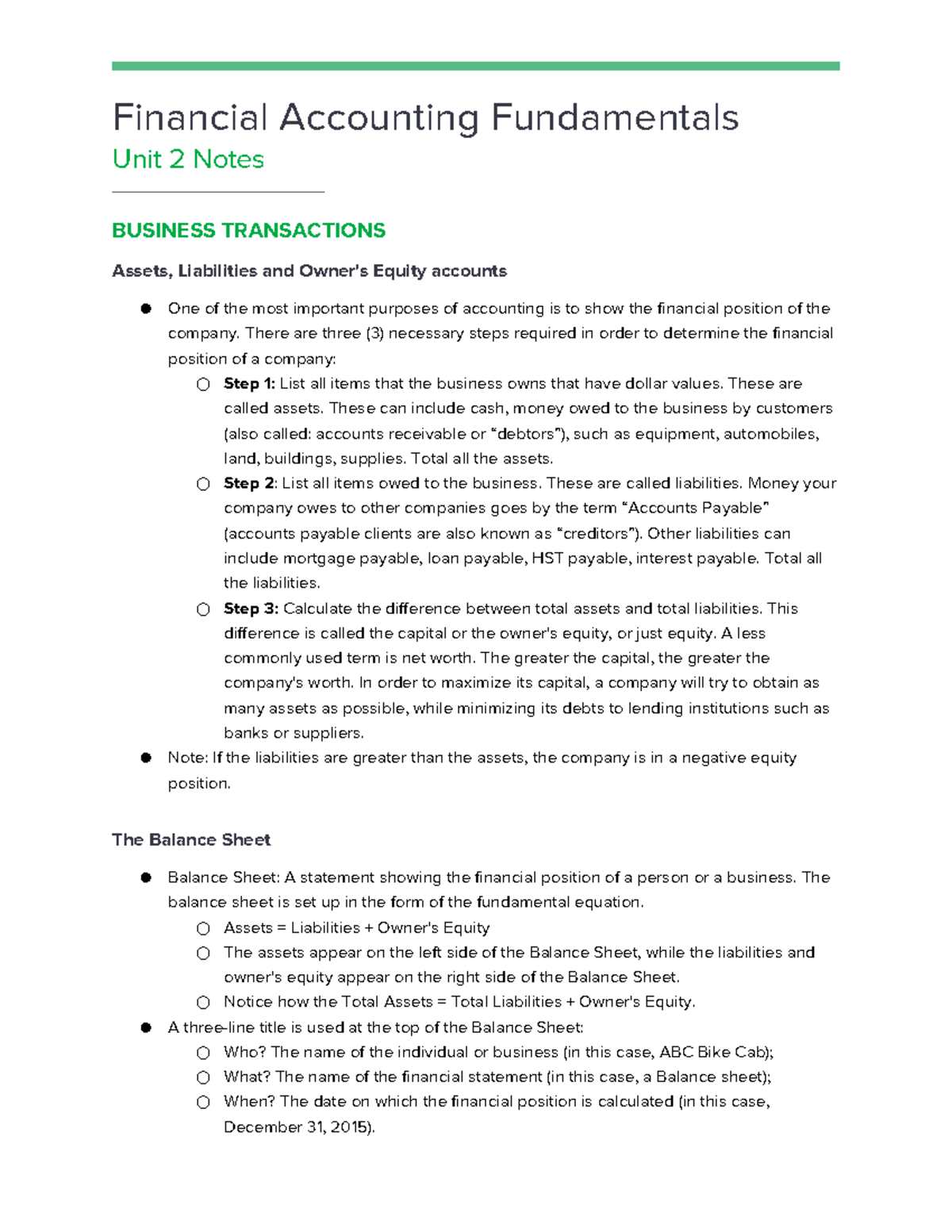 Unit 2 - Notes - Financial Accounting Fundamentals Unit 2 Notes ...