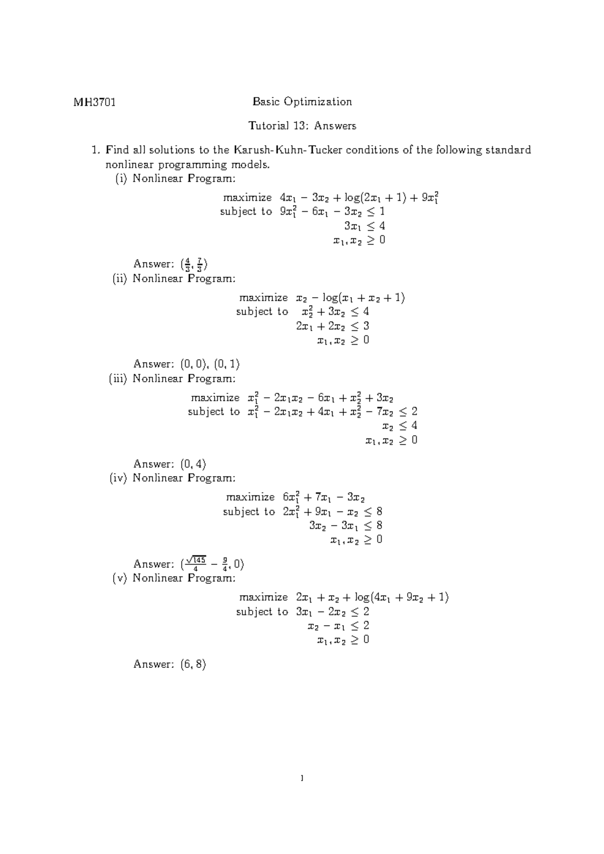 Week13 Answers dsa dsada sada sadwewsedca - MH3701 Basic Optimization ...
