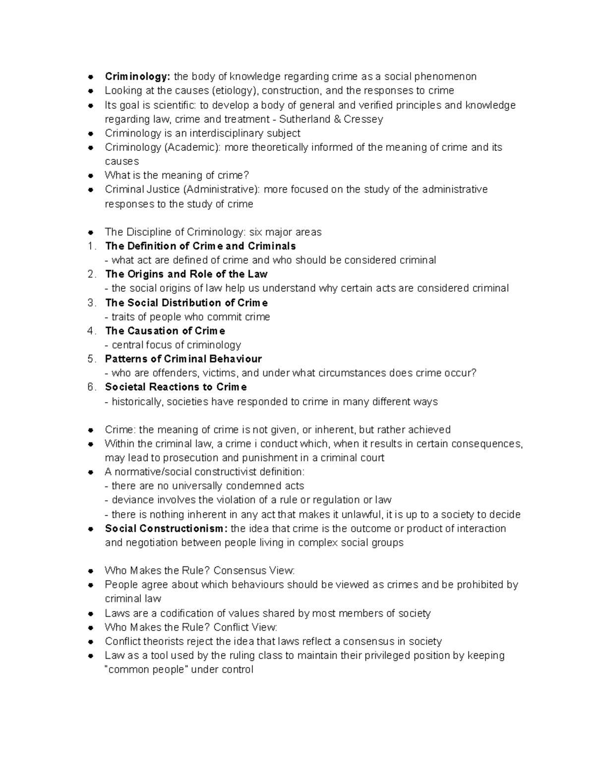 Criminology - CRCJ notes - Introduction to Criminology and Criminal ...