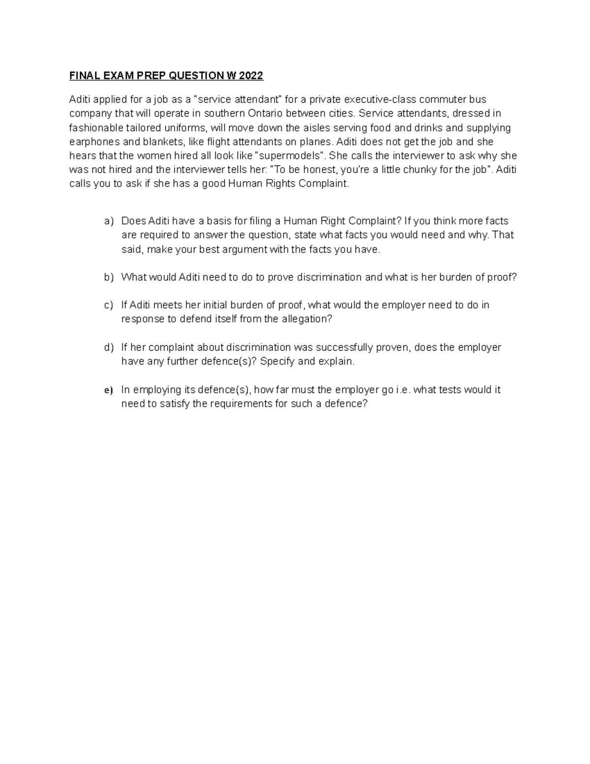 IN Class Final EXAM PREP Question - W 2022 - FINAL EXAM PREP QUESTION W ...