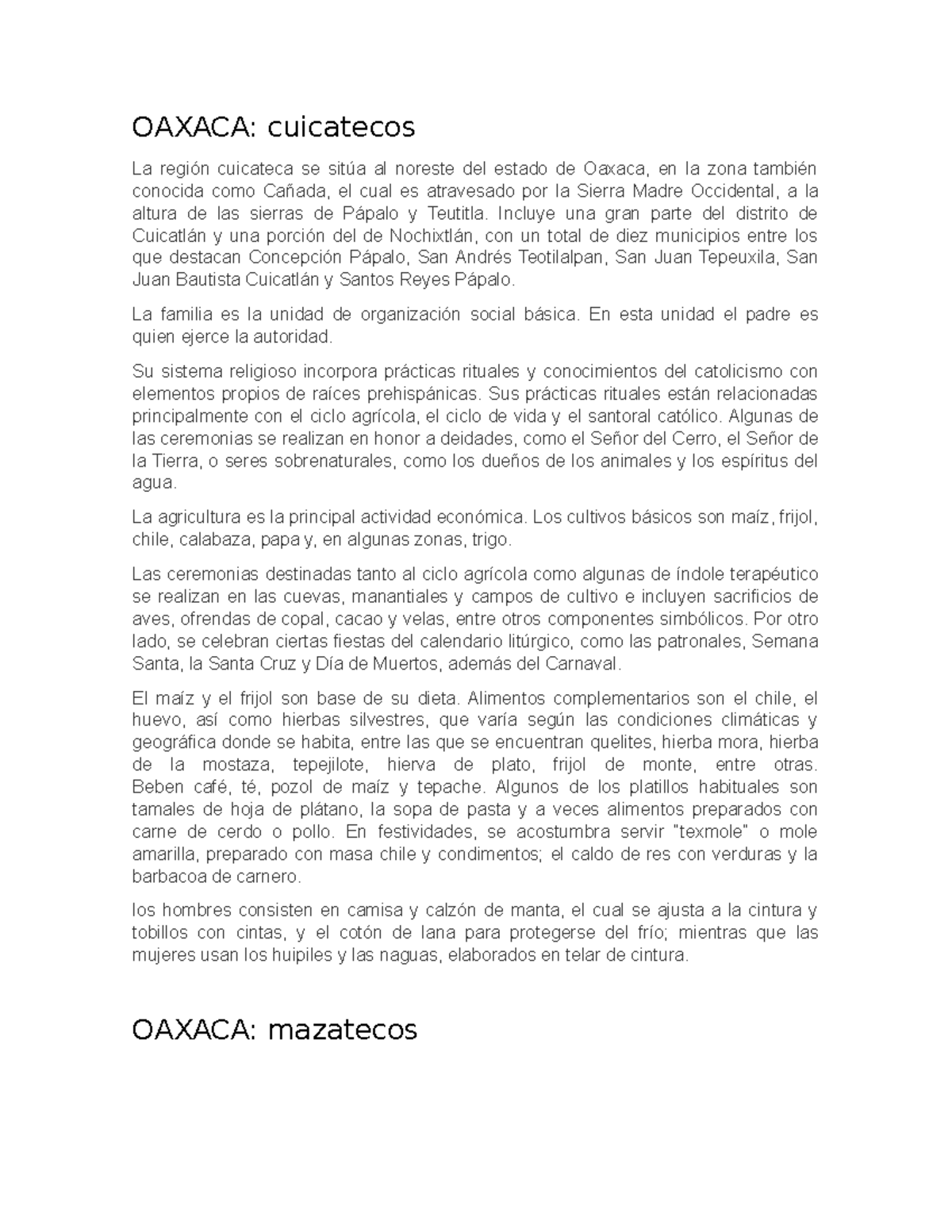 Grupos etnicos - OAXACA: cuicatecos La región cuicateca se sitúa al ...