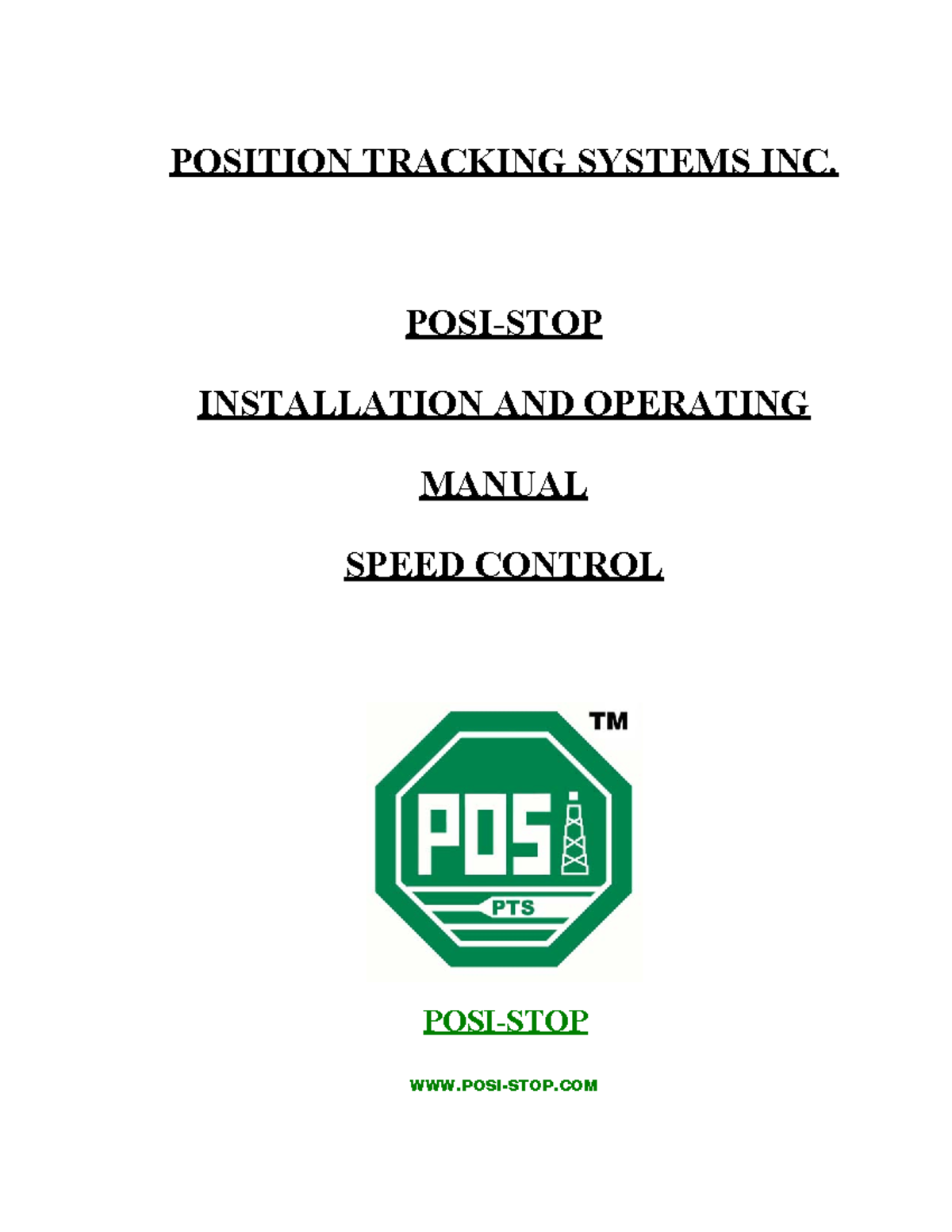 POSI-STOP Manual - POSITION TRACKING SYSTEMS INC. POSI-STOP ...