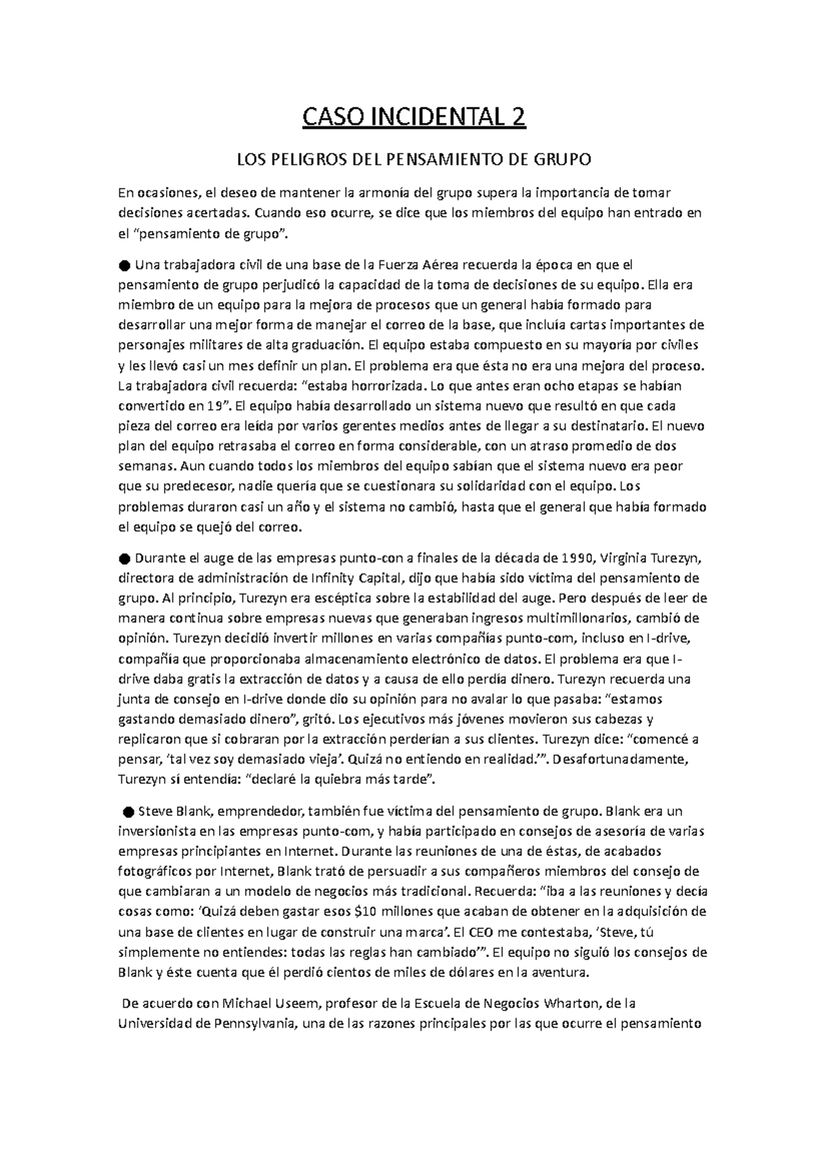 CASO Incidental 2 - aountes para realizar el caso practico - CASO ...