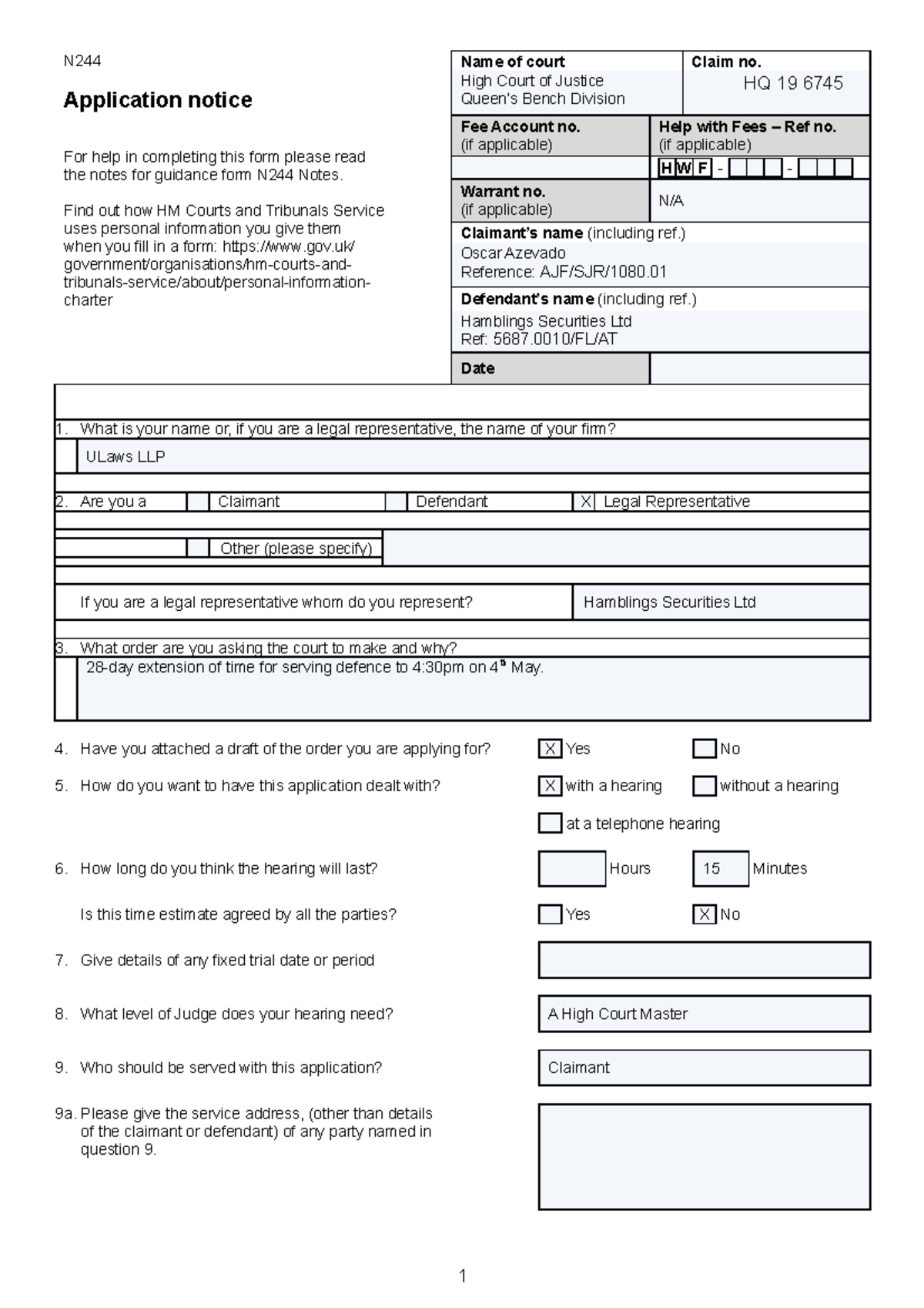 N244 Application Form DR workshop 5 - N Application notice For help in ...