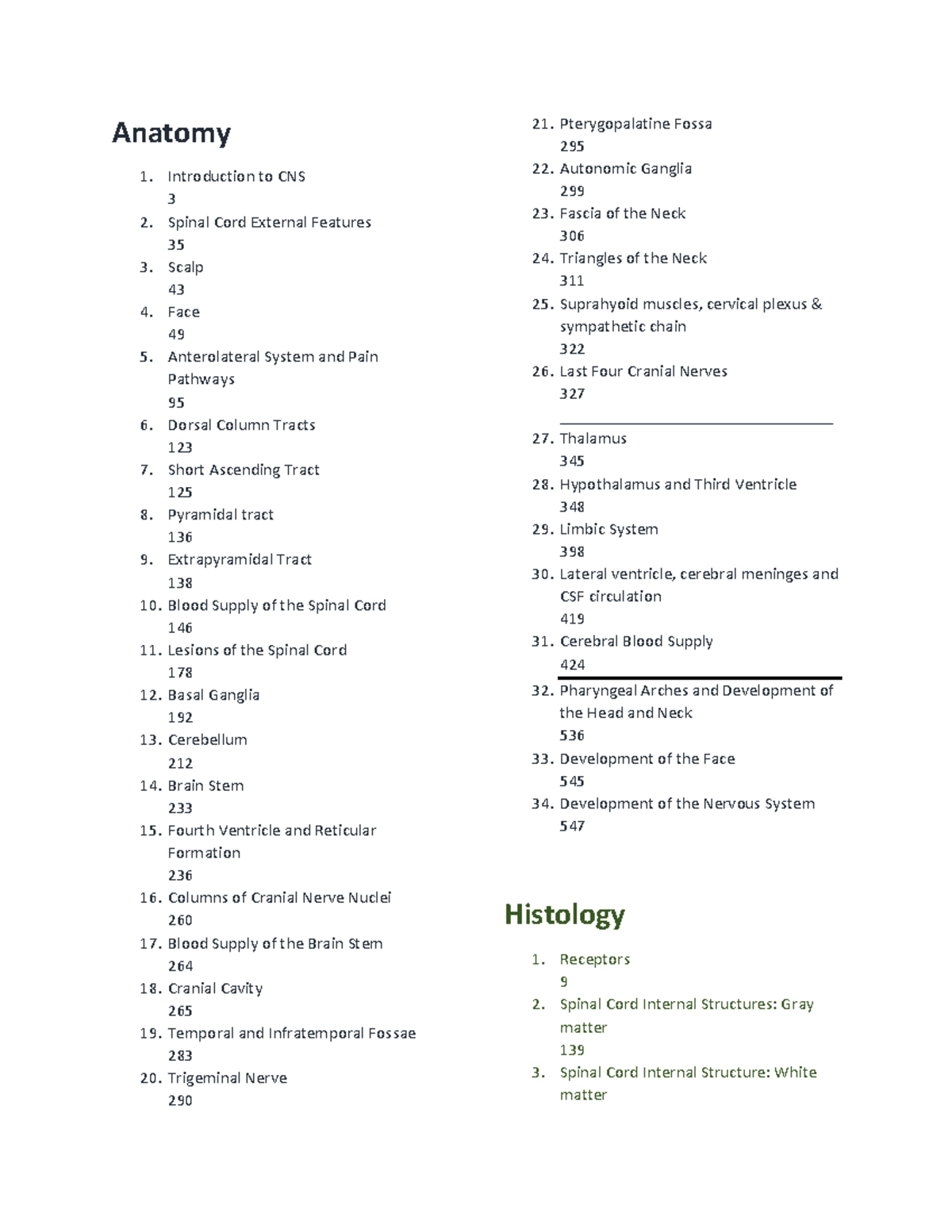 TOC - Mcq - Anatomy 1. Introduction to CNS 3 2. Spinal Cord External ...