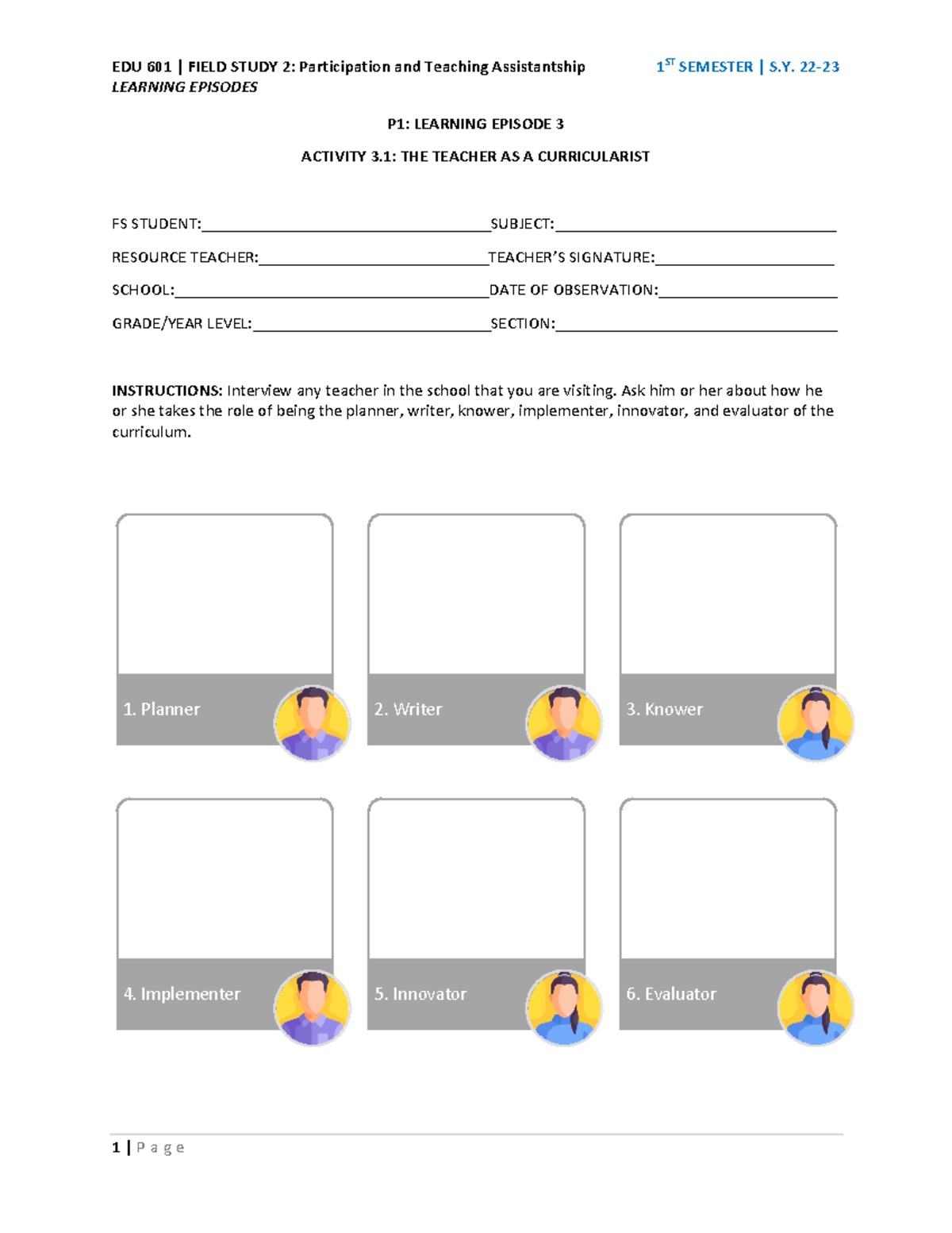 EDU 601 P1 Learning Episode 3 - LEARNING EPISODES P1: LEARNING EPISODE ...