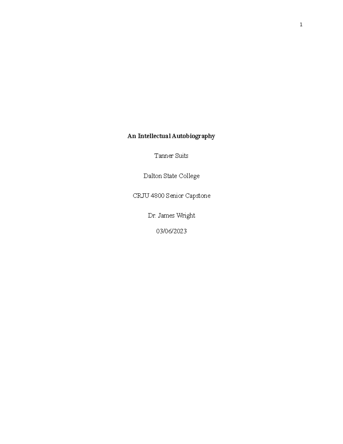 Autobiography Example Paper - An Intellectual Autobiography Tanner ...