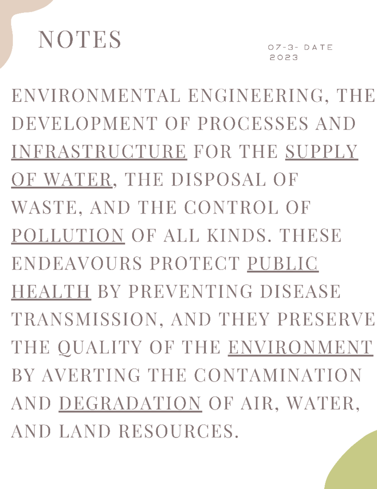 Environmental Engineering - Studocu