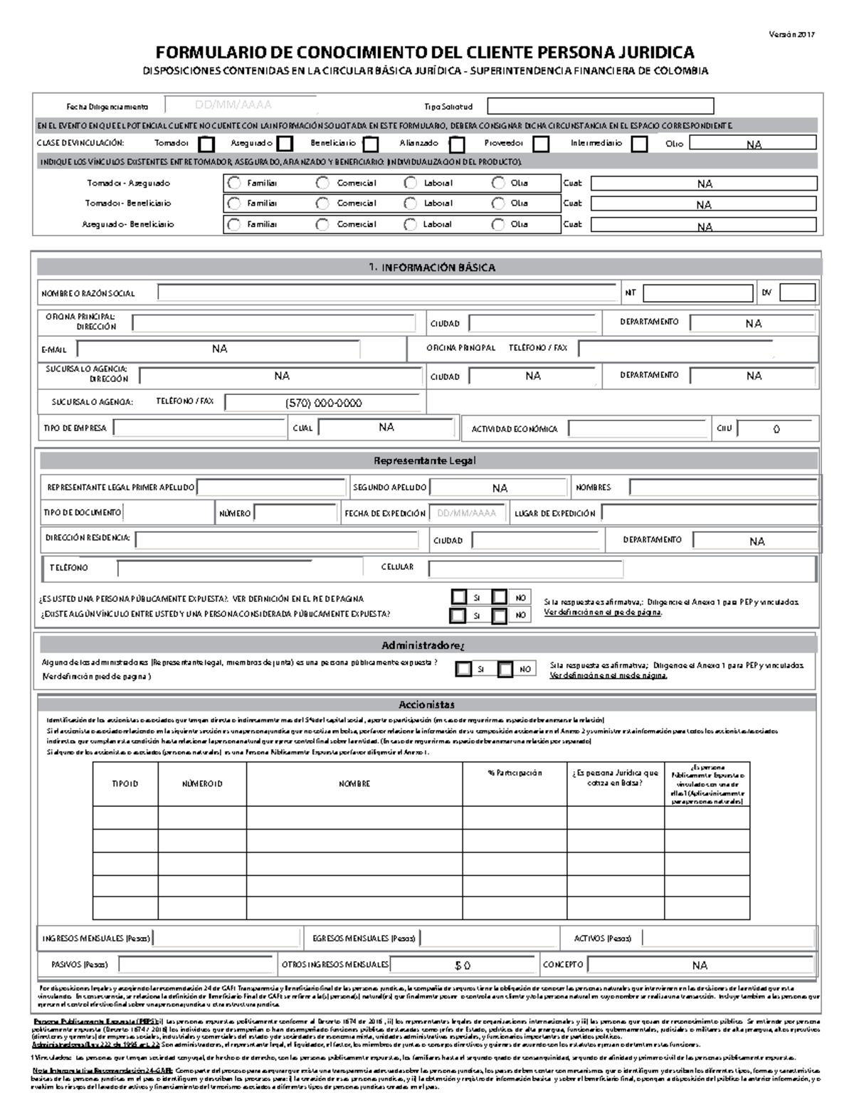 Sarlaft Juridico Digital - FORMULARIO DE CONOCIMIENTO DEL CLIENTE PERSONA JURIDICA DISPOSICIONES ...