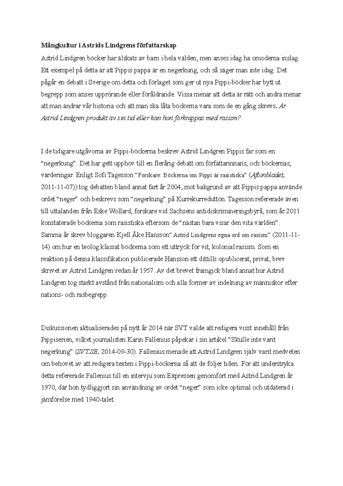 PM - PM Astrid Lindgren - Mångkultur i Astrids Lindgrens författarskap ...