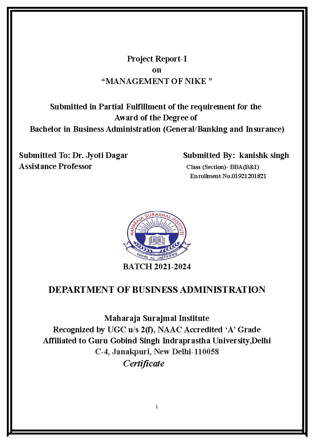 Mpr kanishk - MINOR PROJECT REPORT - Project Report-I on “MANAGEMENT OF ...