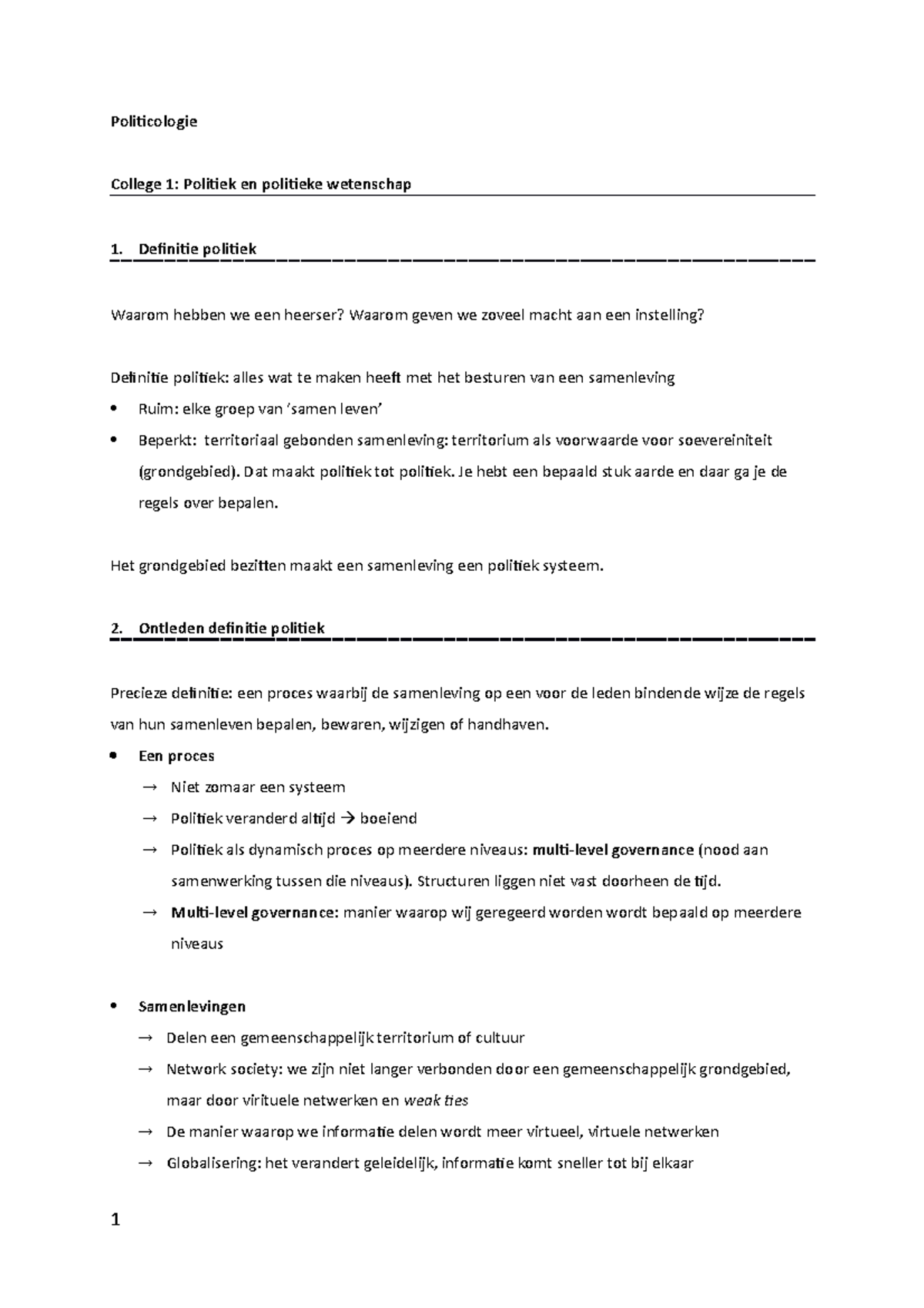 Politicologie - Marc Hooghe - Politicologie College 1: Politiek en ...