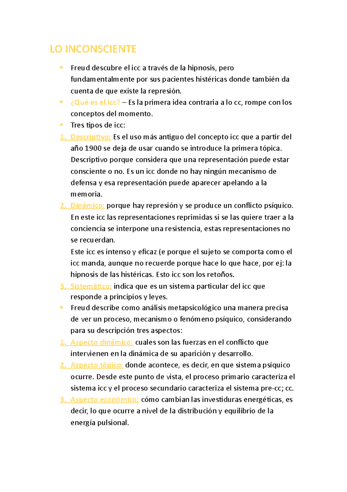 LO Inconsciente - Resumen de psicopatología - LO INCONSCIENTE Freud ...
