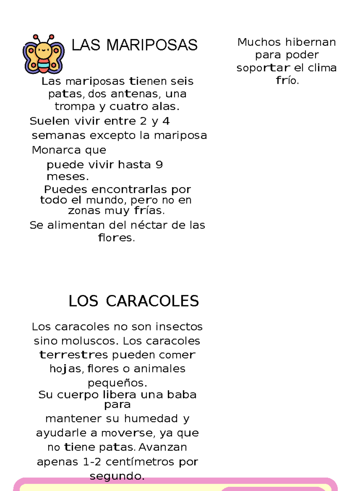 Verdadero falso Comprensión lectora los insectos - LAS MARIPOSAS La s m ...