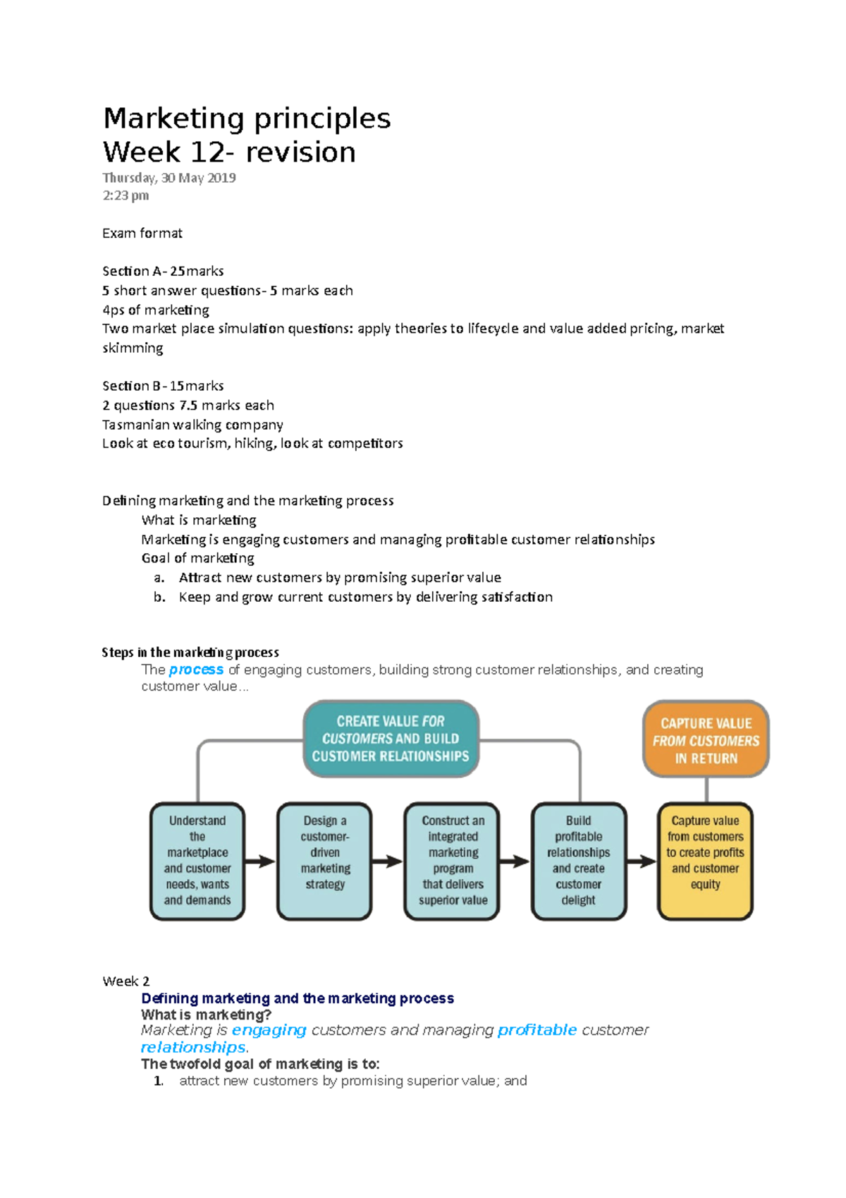 Marketing principles - Marketing principles Week 12- revision Thursday ...