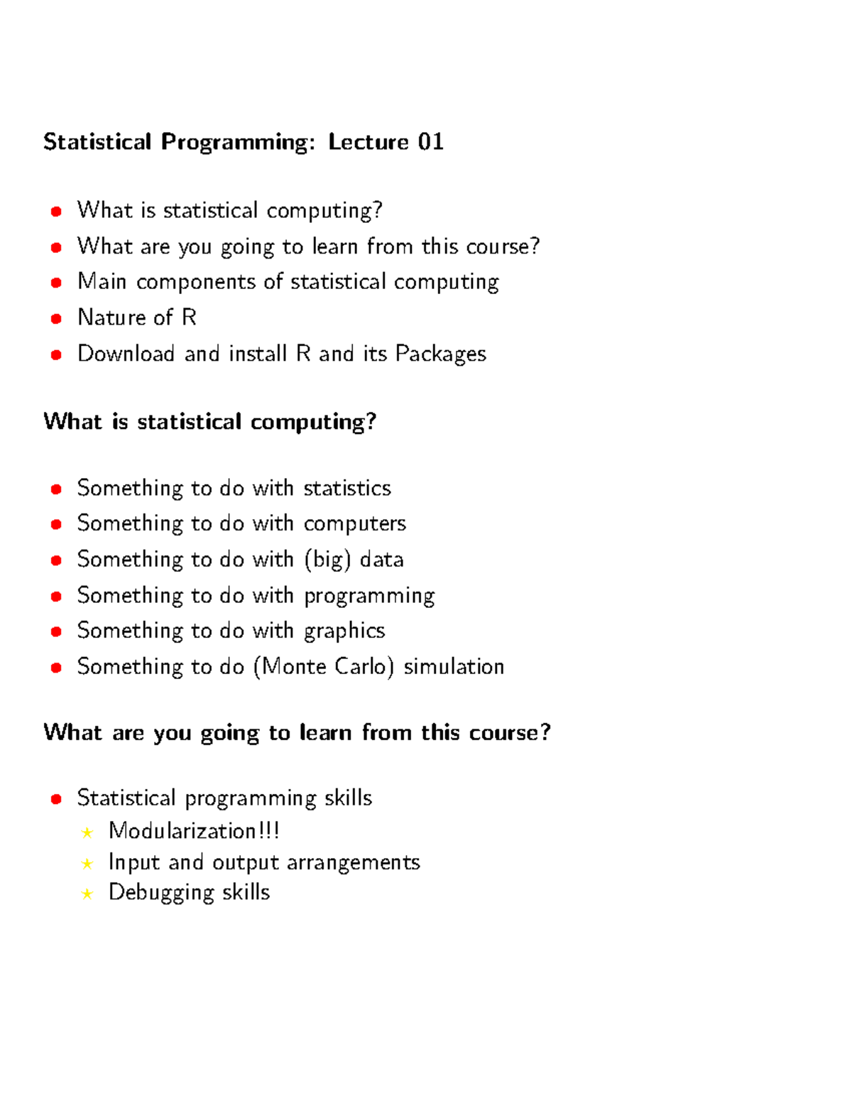 Lecture 01s Statistical Programming Lecture 01 What Is Statistical