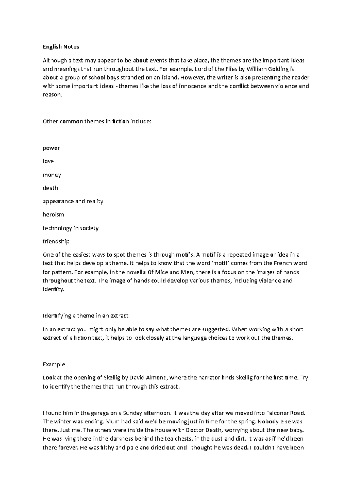English Notes 1 - English Notes Although a text may appear to be about ...