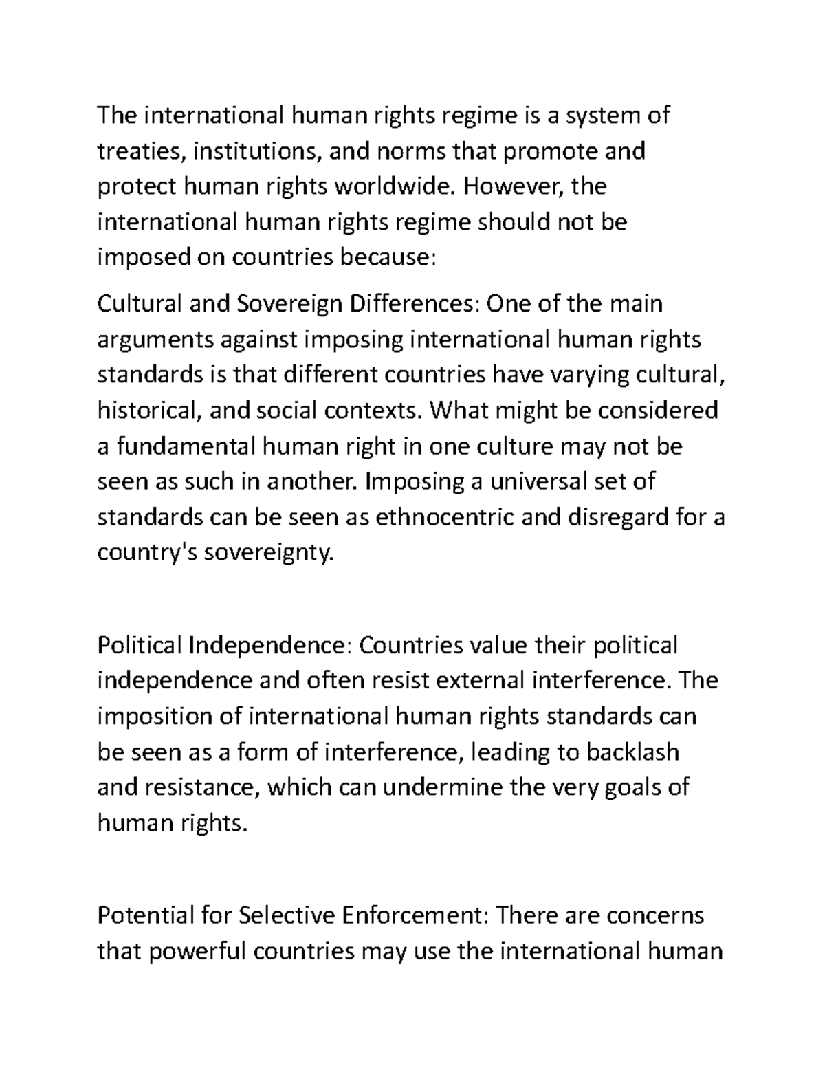 Human right presentation - The international human rights regime is a ...