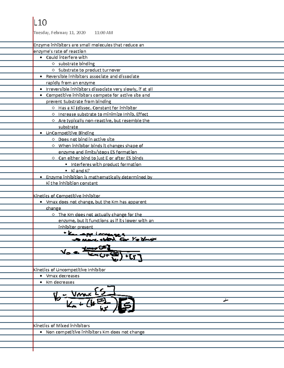 Biochem lec10 typed - section 2 - Enzyme inhibitors are small molecules ...