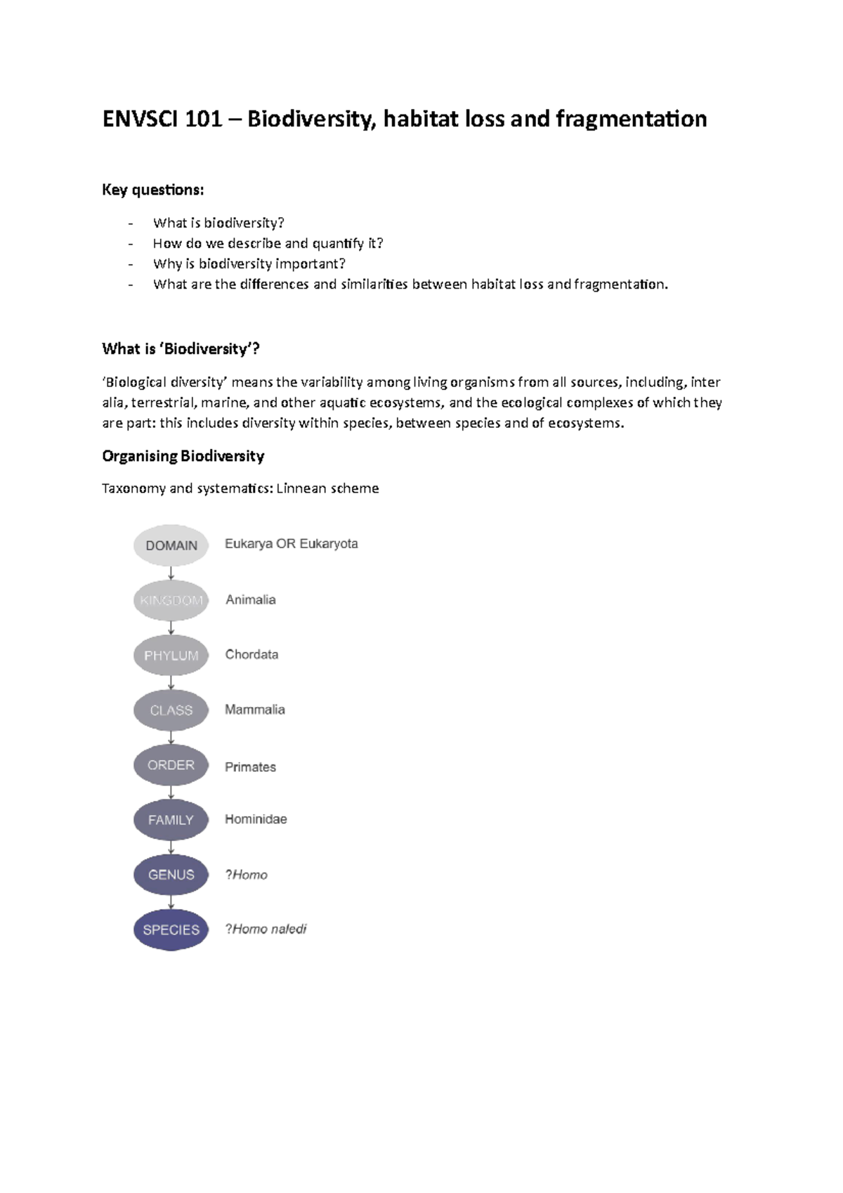 Week 03 - Biodiversity Habitat loss and fragmentation - ENVSCI 101 ...