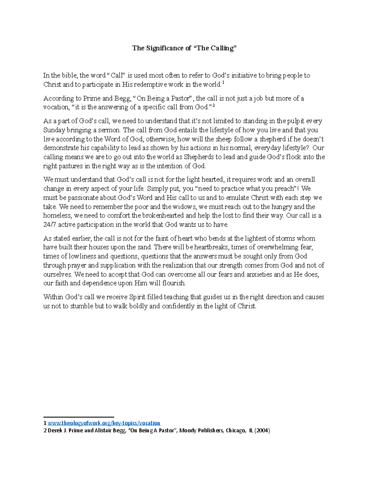 DB 141 Week 2 - DISCUSSION THREAD - The Significance of “The Calling ...