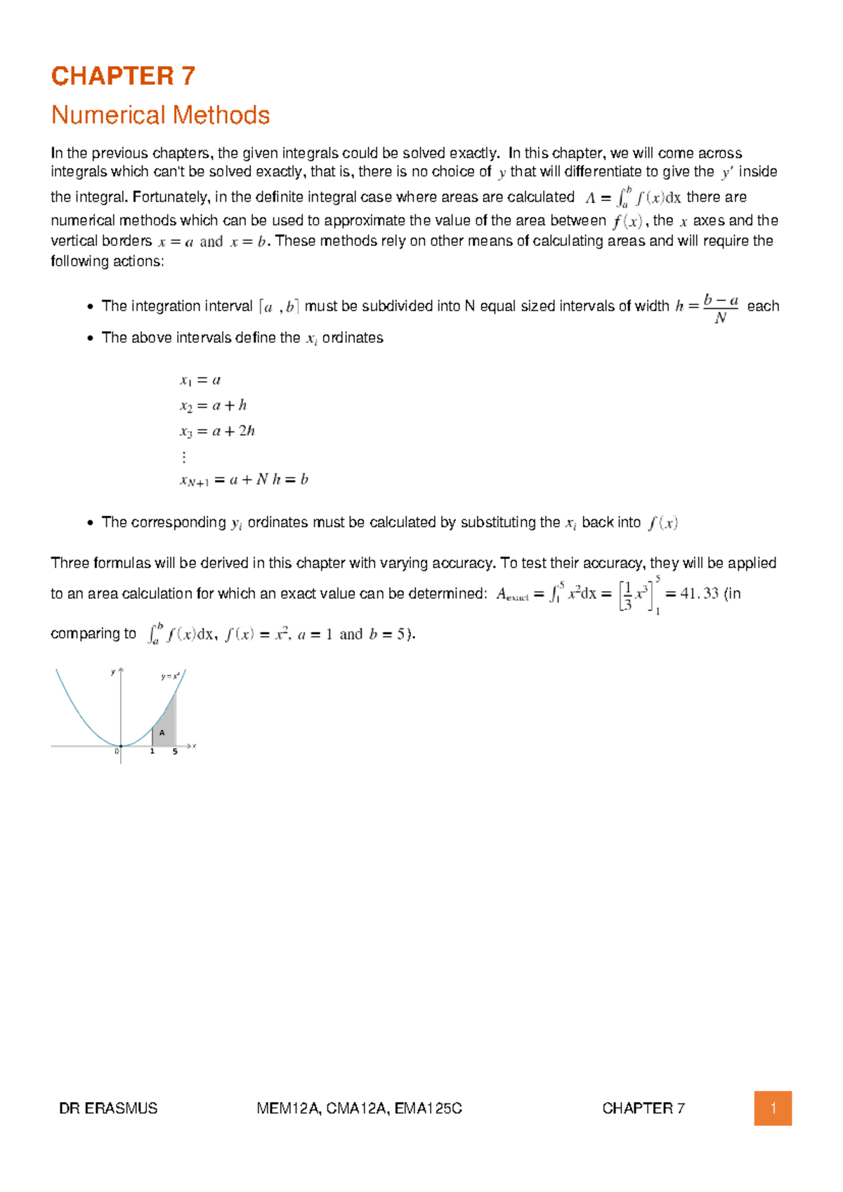 M2 Chapter 7 - Numerical Methods - CHAPTER 7 Numerical Methods In the previous chapters, the ...