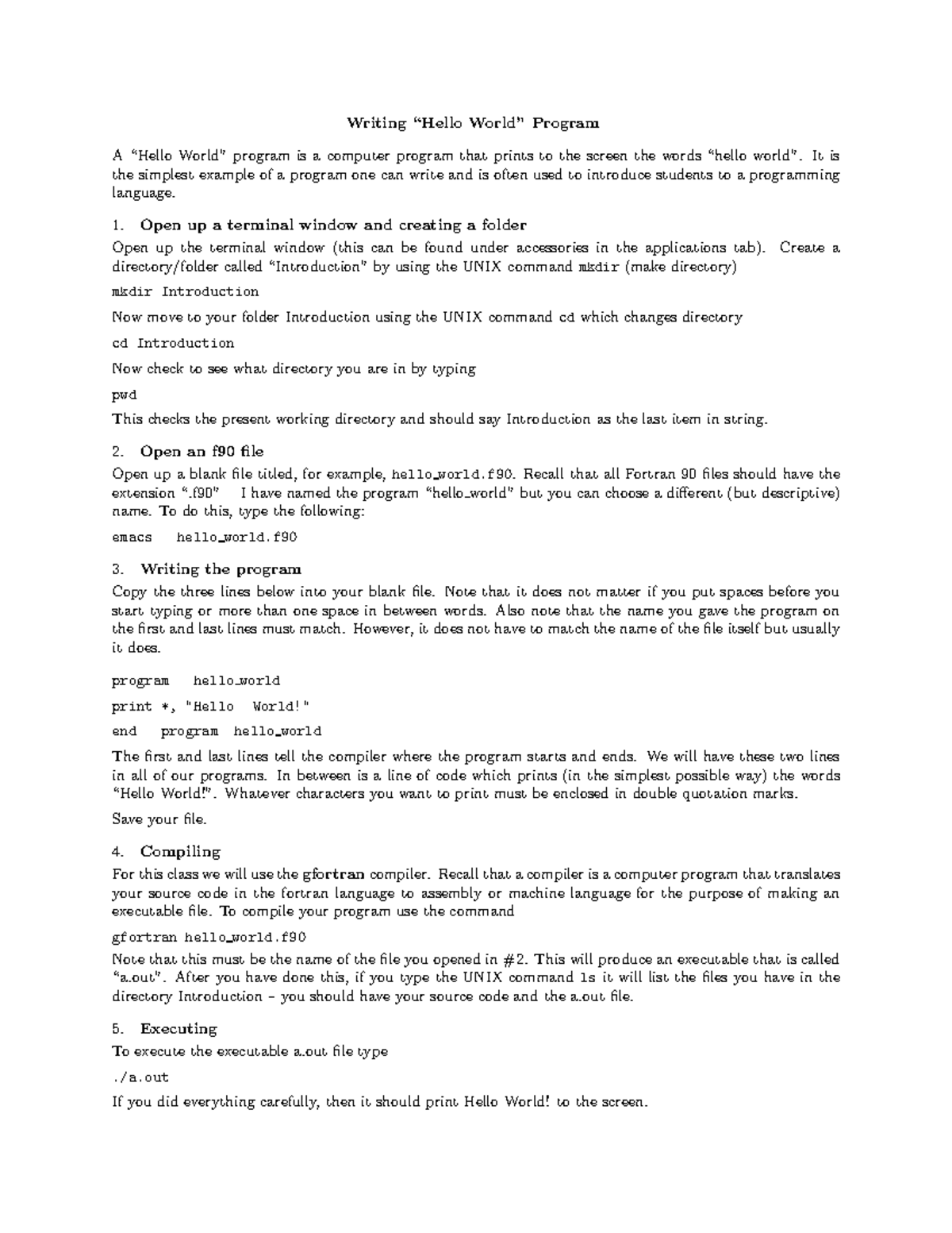 Hello World Pdf Writing “hello World” Program A “hello World” Program Is A Computer Program 