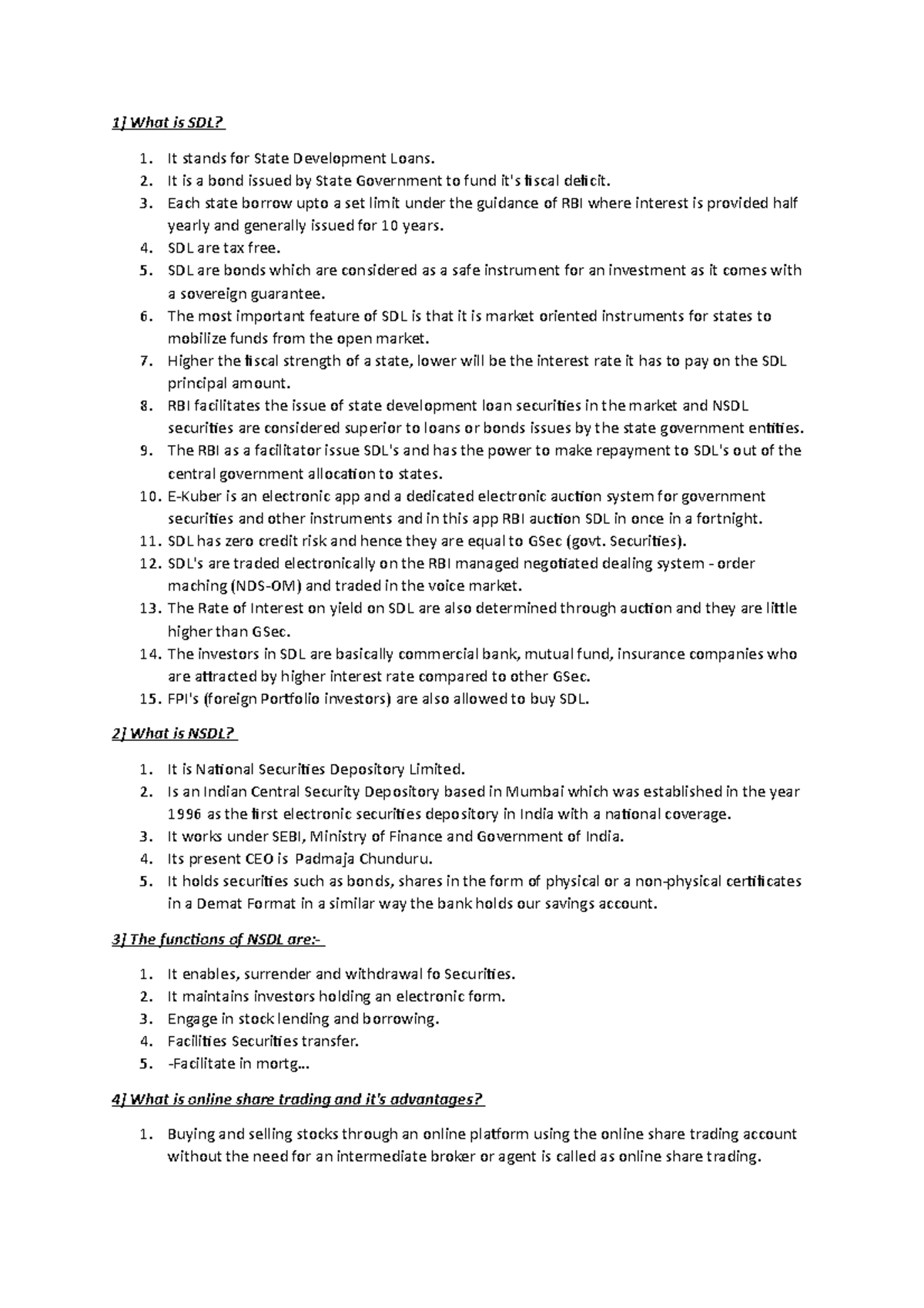SDL-NSDL - all the best - 1] What is SDL? It stands for State ...