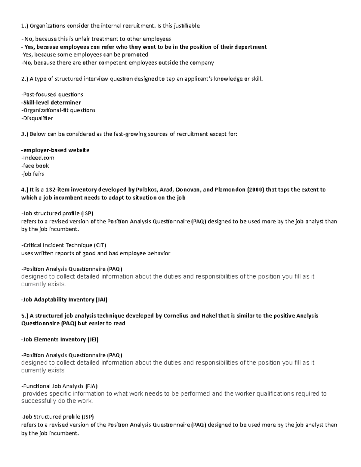 QUIZ-1-IOP - n/a - 1.) Organizations consider the internal recruitment ...