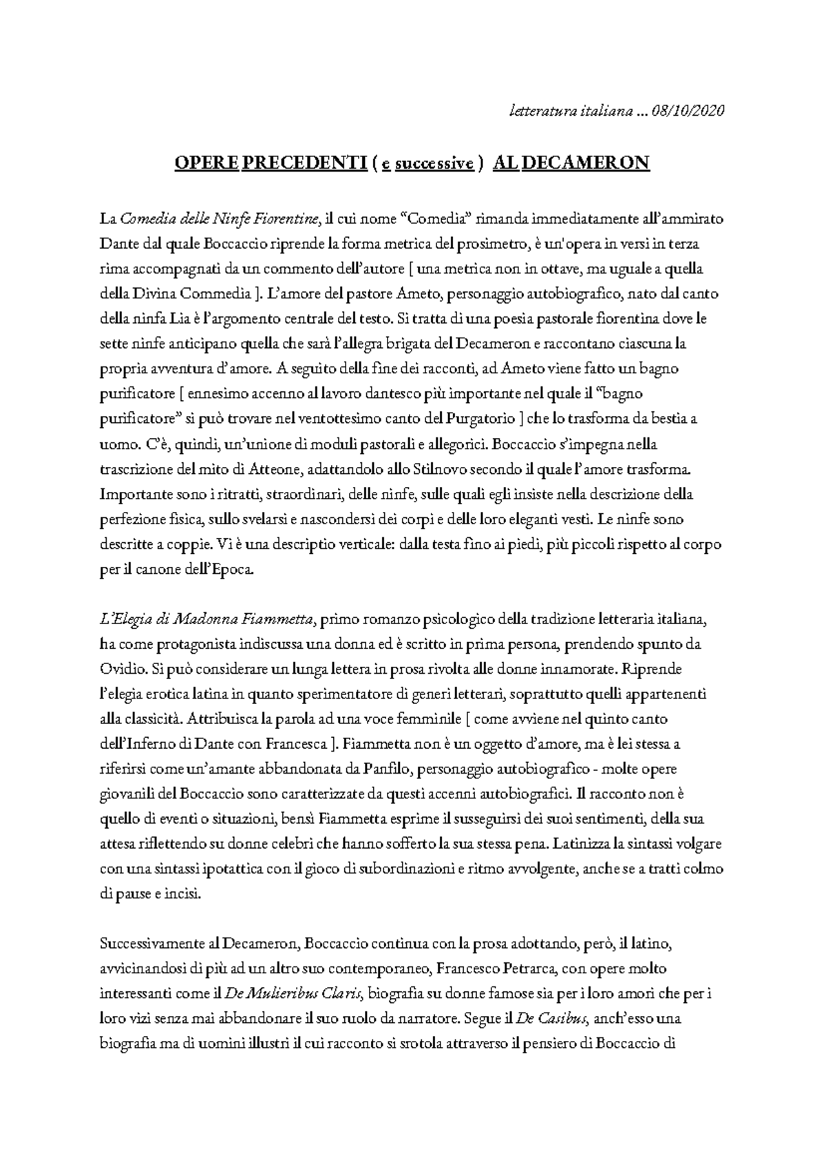 Opere Giovanili+ Intro Decameron - _letteratura italiaǏa ... ֳֳֵֵ/ֳִ/8ֳ ...