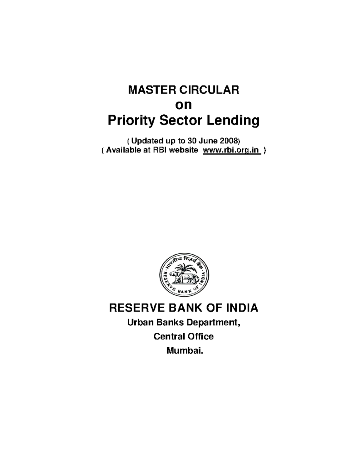 Rbi psl circular PSL lending - MASTER CIRCULAR on Priority Sector ...