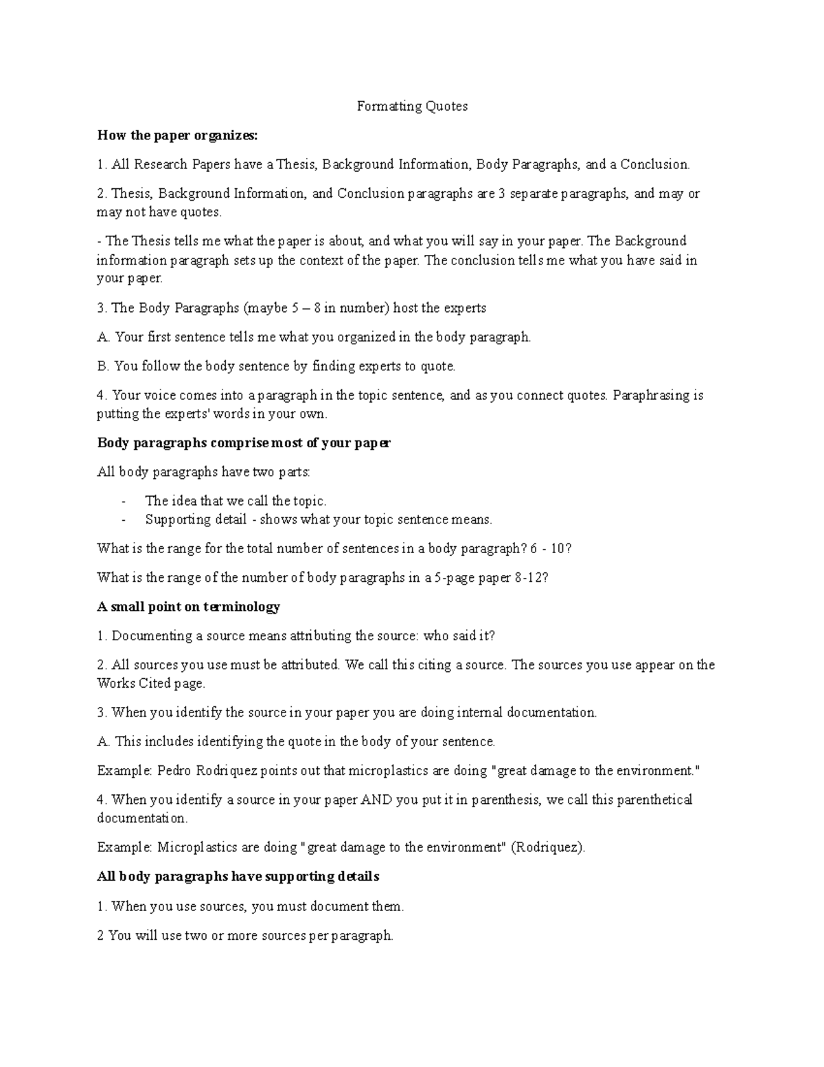 Formatting Quotes - Formatting Quotes How the paper organizes: All ...